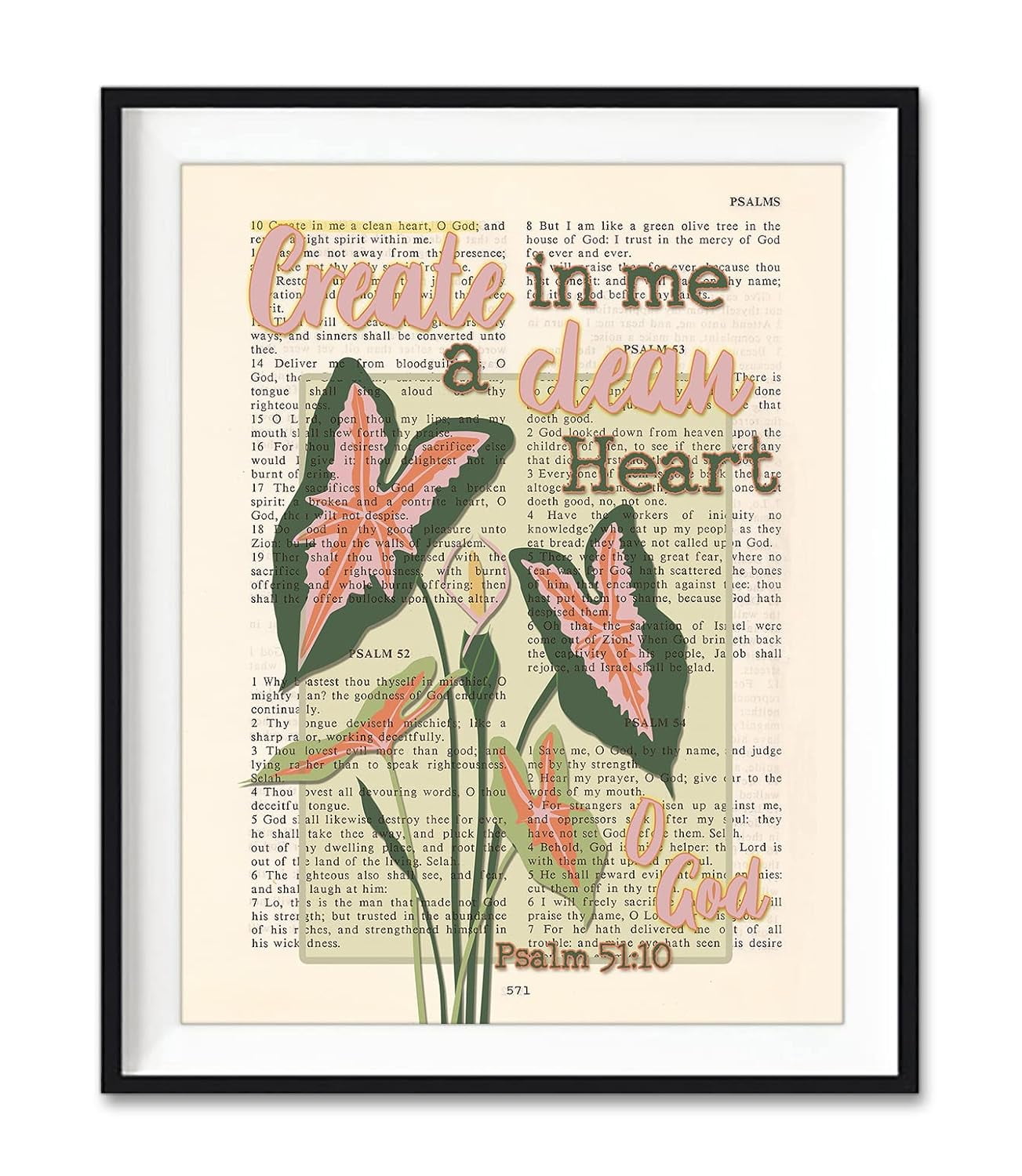 Create in Me A Clean Heart O God- Psalm 51:10 Art Print, UNFRAMED ...
