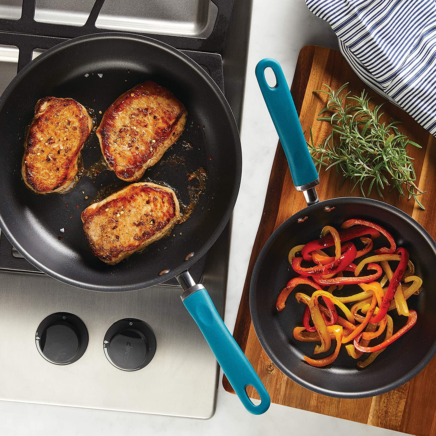 Create Delicious Deep Hard Anodized Nonstick Frying Pan Set / Fry Pan ...