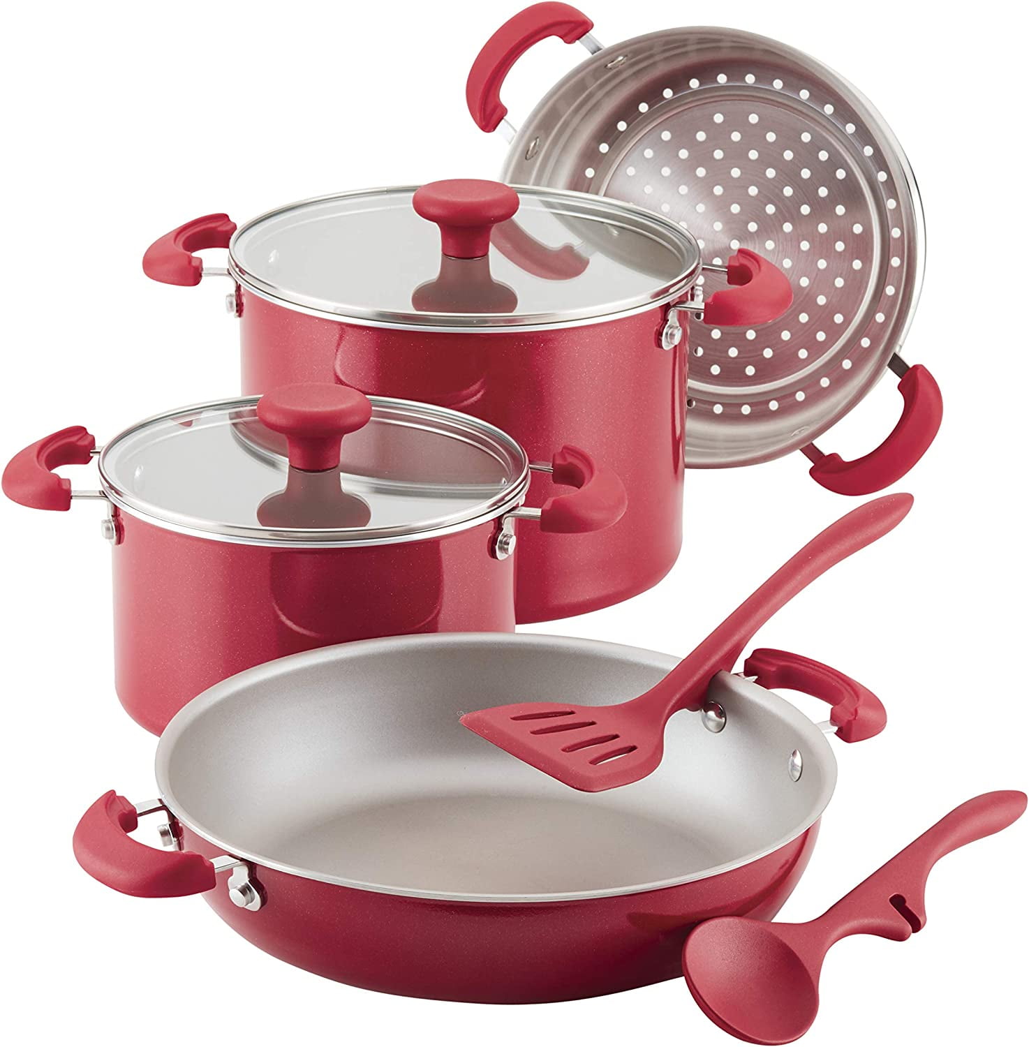 Create Delicious Stackable Nonstick Cookware Set, Red Shimmer - Walmart.com
