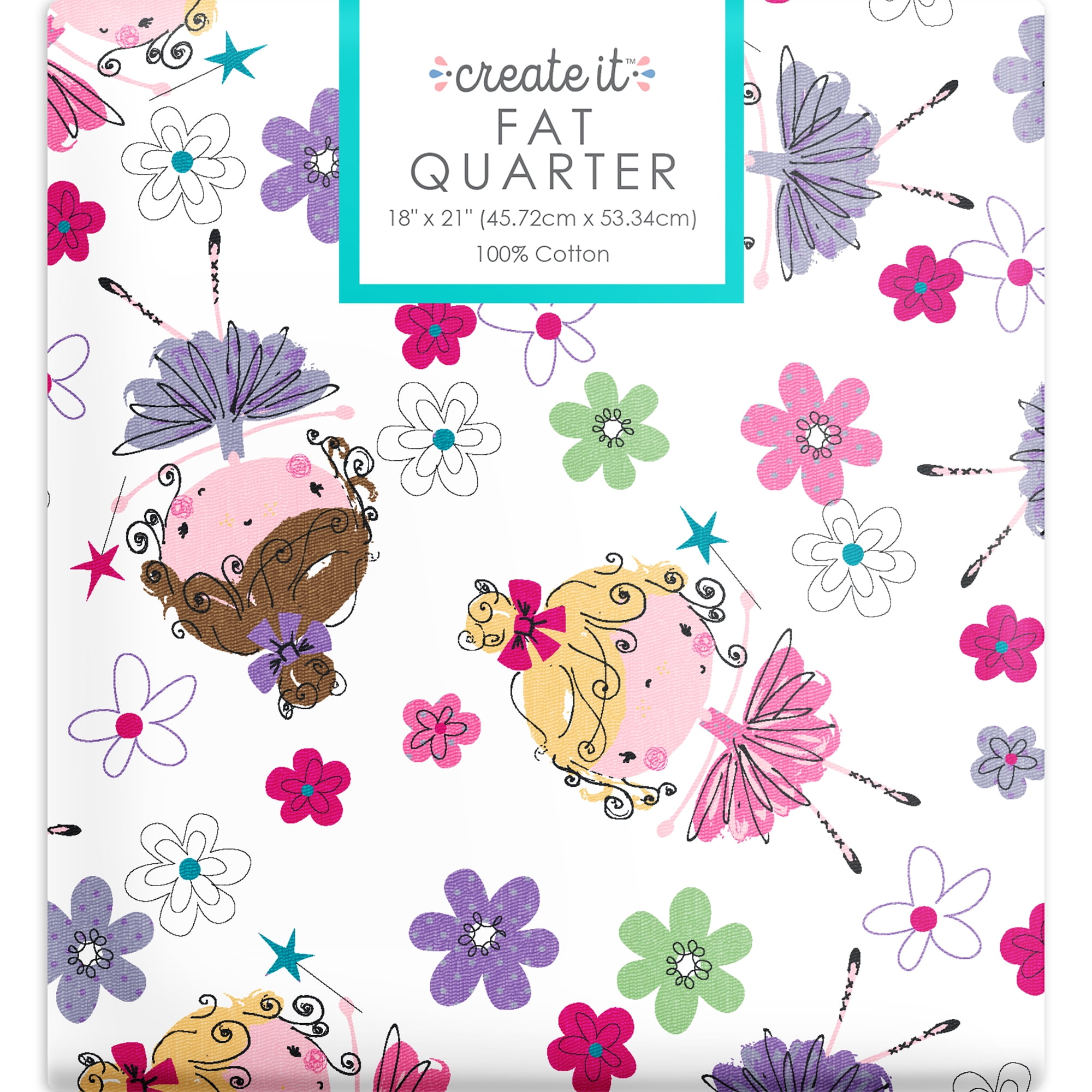 Create It 18"x21" 100% Cotton Ballerina Precut Sewing & Craft Fabric ...