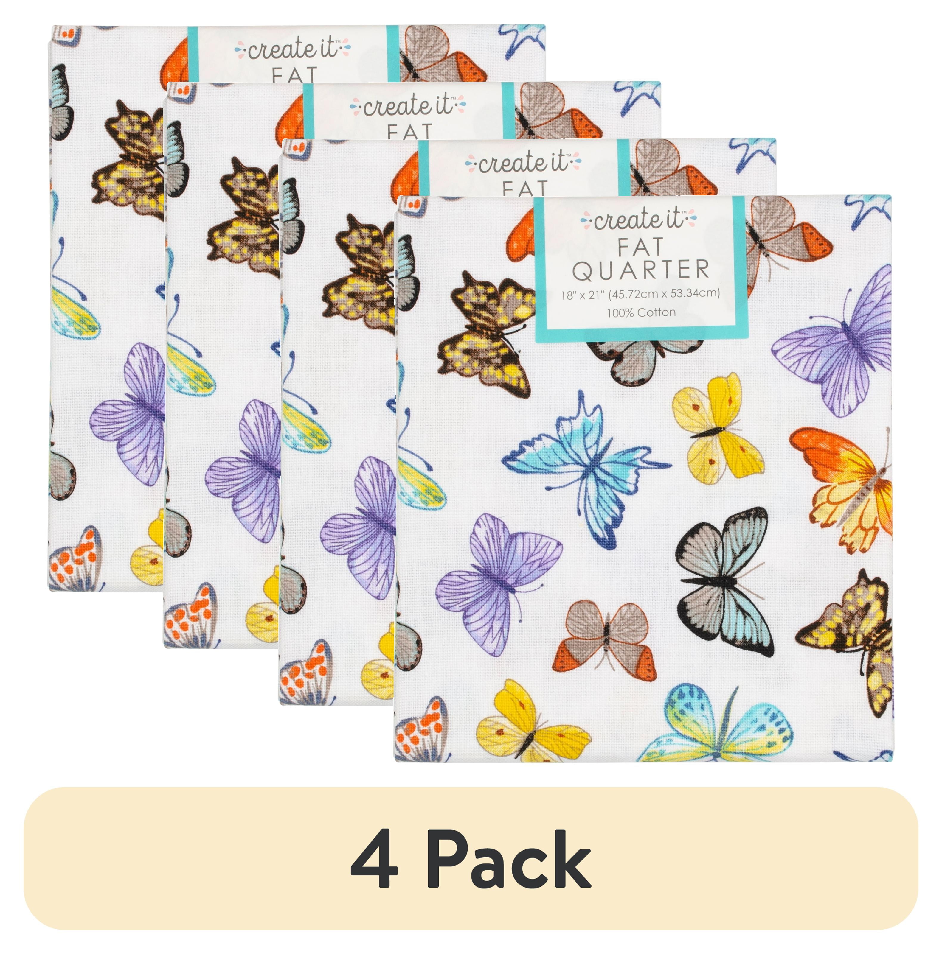 (4 pack) Create It 18"x21" 100% Cotton Butterflies Precut Sewing ...