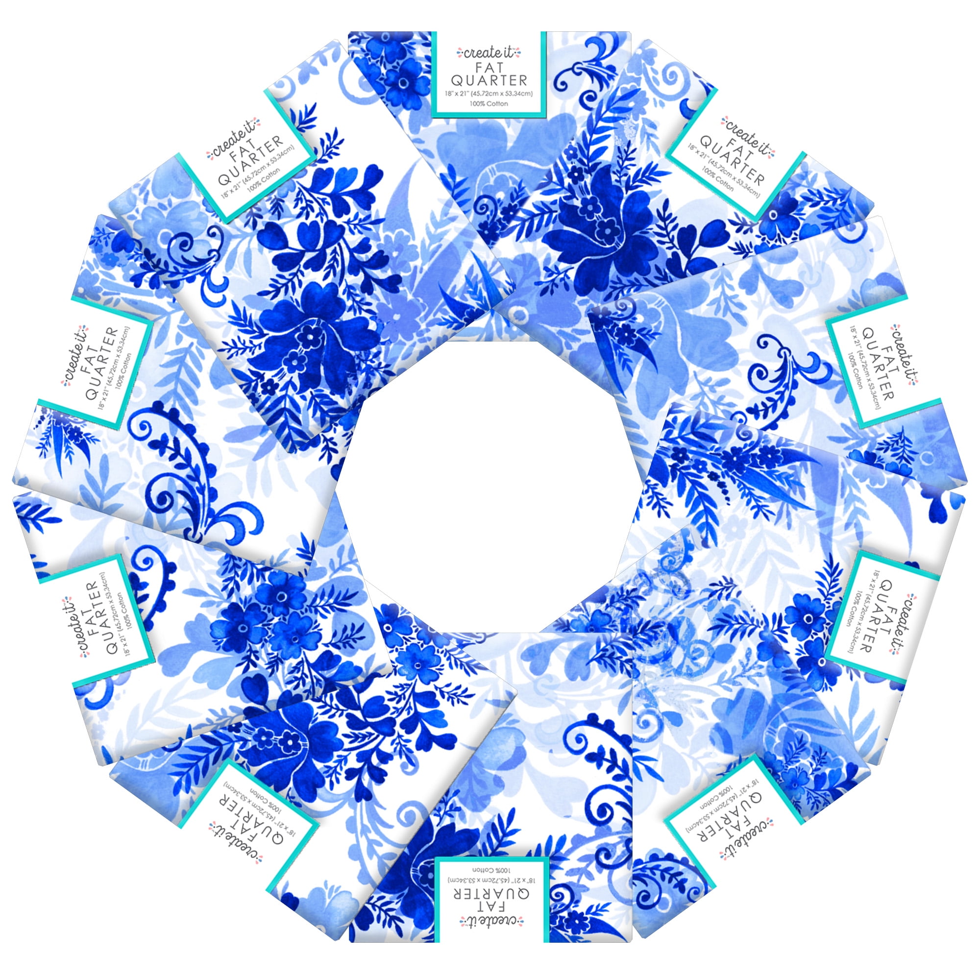 Create It 18"x21" 100% Cotton Floral Precut Sewing & Craft Fabric, Blue ...