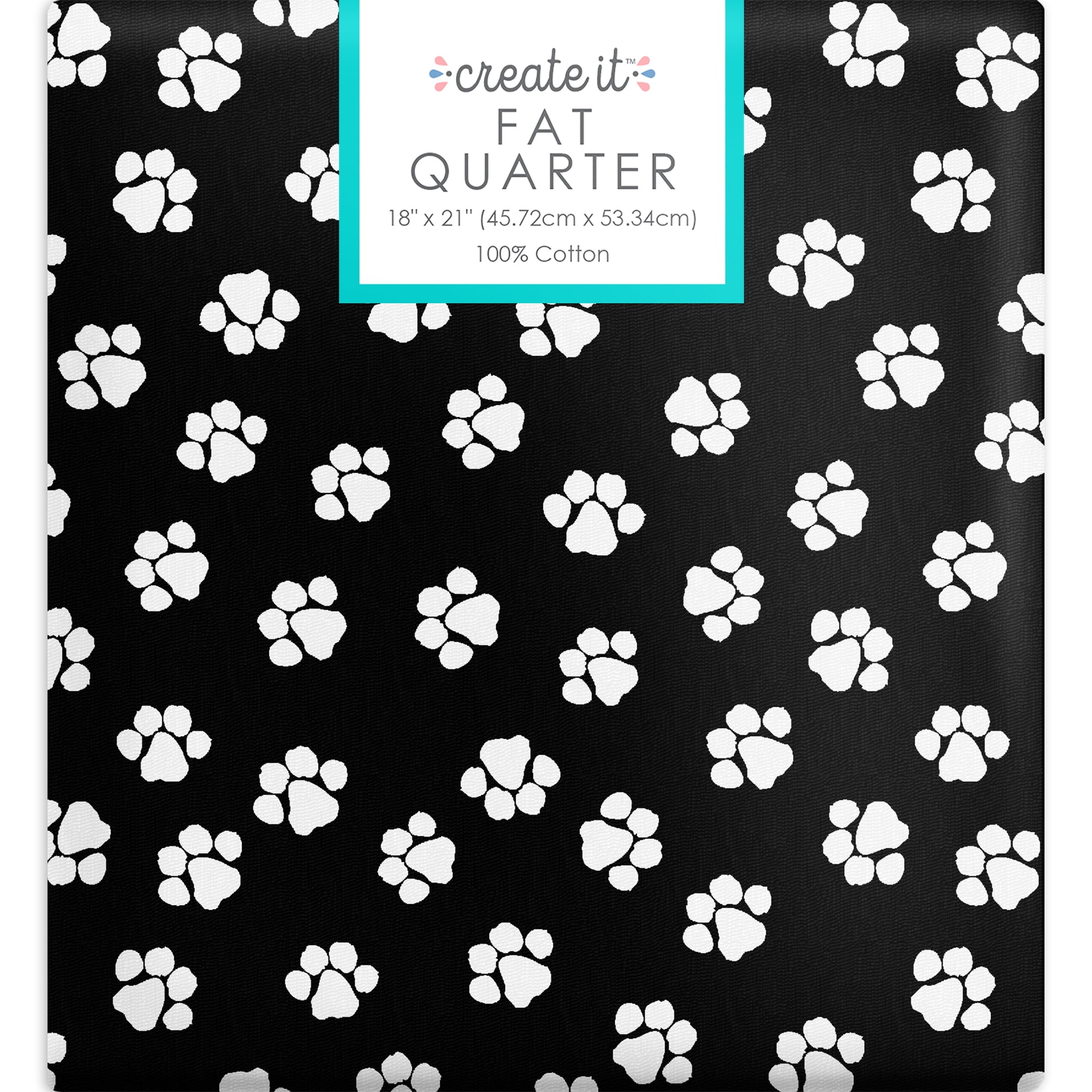 Create It 18"x21" 100% Cotton Paws Precut Sewing & Craft Fabric, Black ...