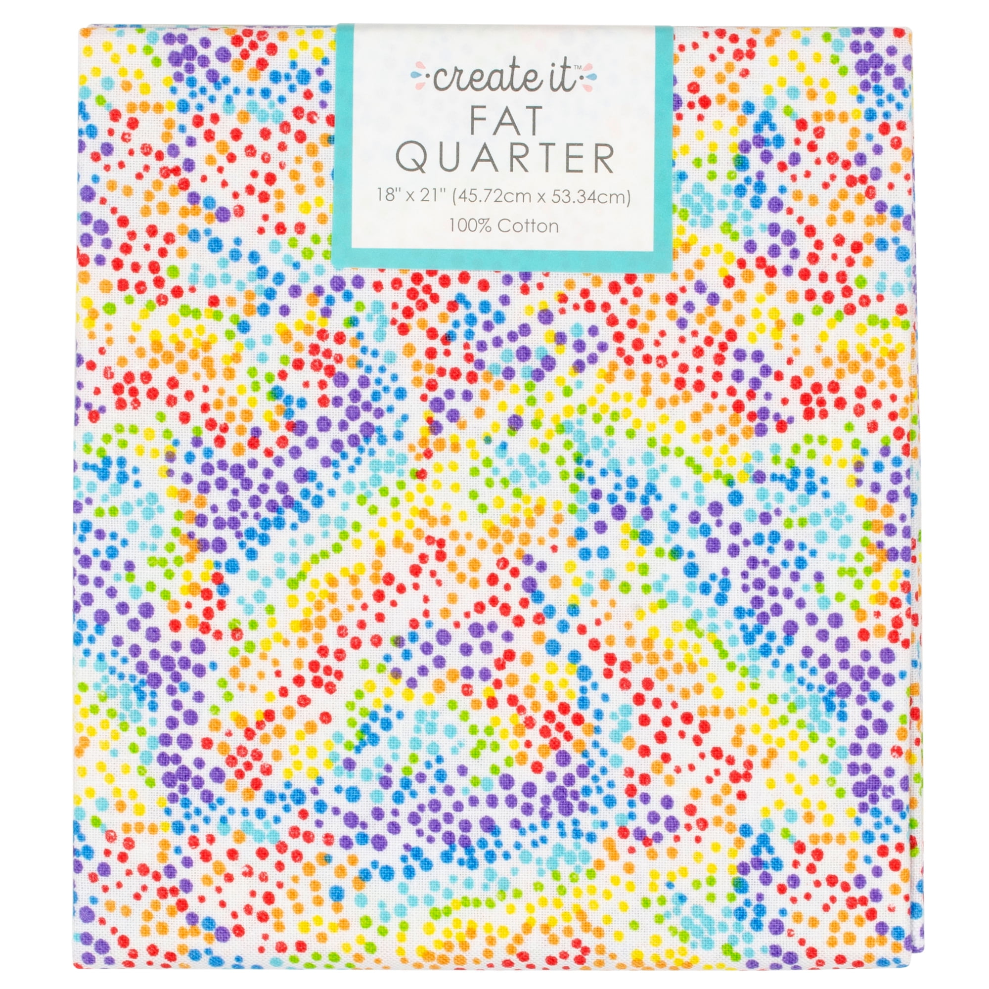 Create It 18"x21" 100% Cotton Rainbow Dots Precut Sewing & Craft Fabric ...