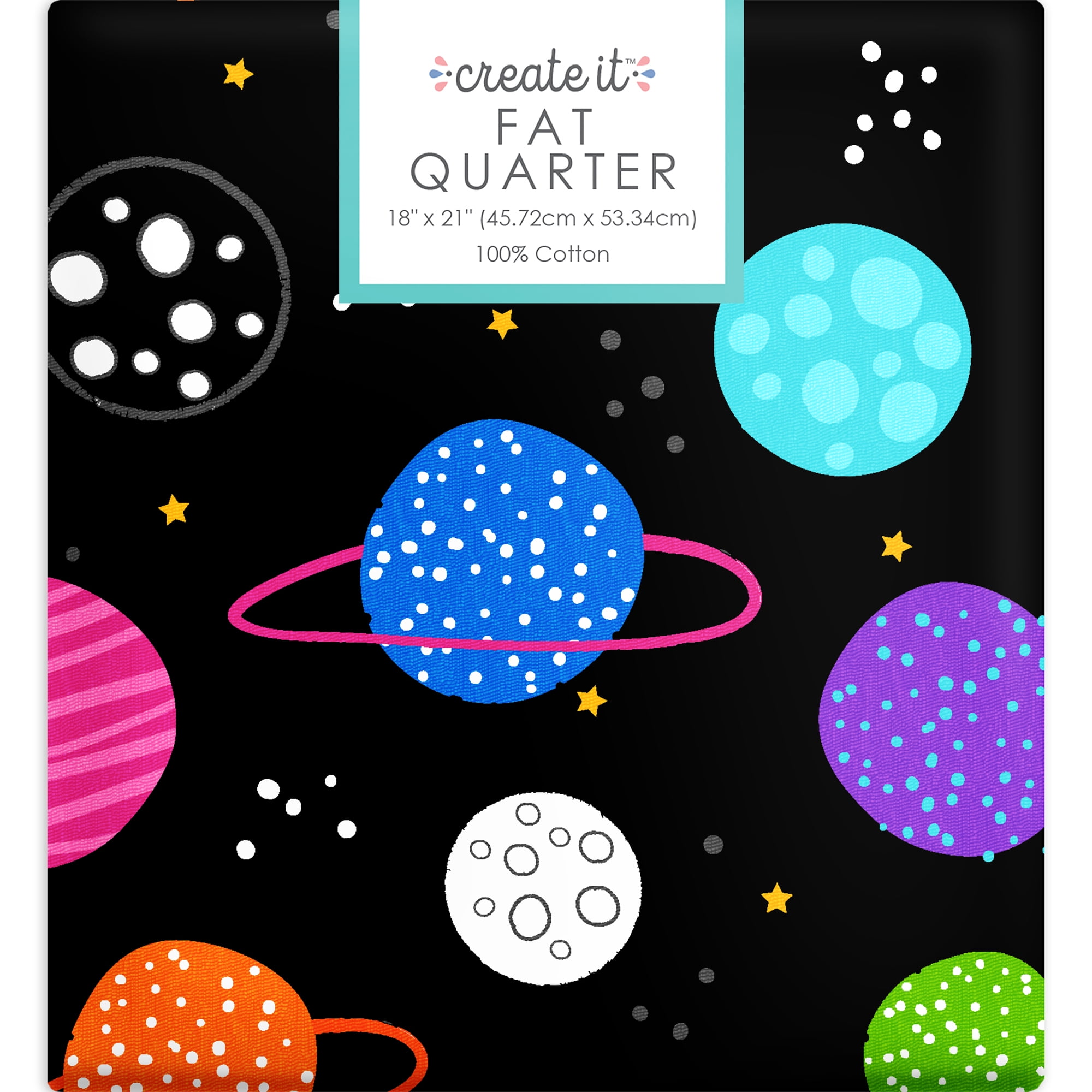 Create It 18"x21" 100% Cotton Space Precut Sewing & Craft Fabric, Black ...