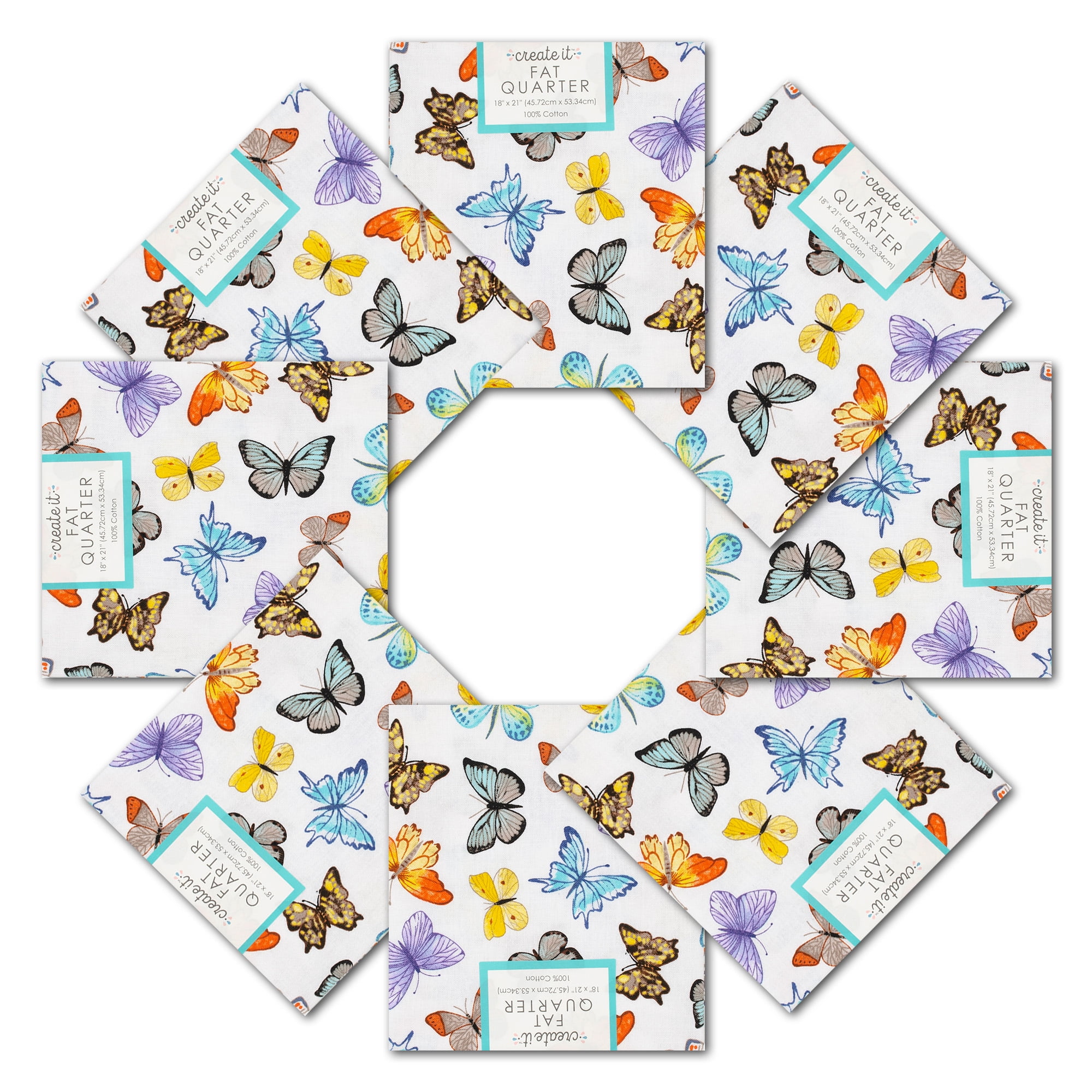 Create It 18"x21" Cotton Butterflies Precut Sewing & Craft Fabric ...