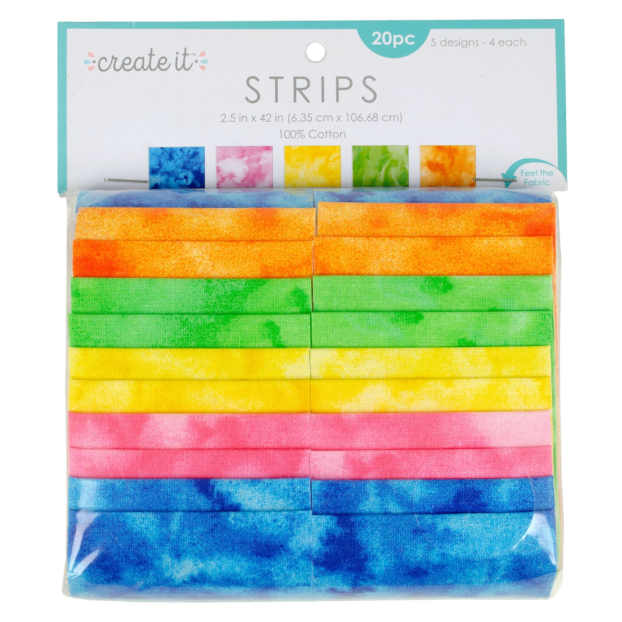 Create It 2.5"x42" Cotton Texture Precut Strips, Multicolor 20 Piece ...
