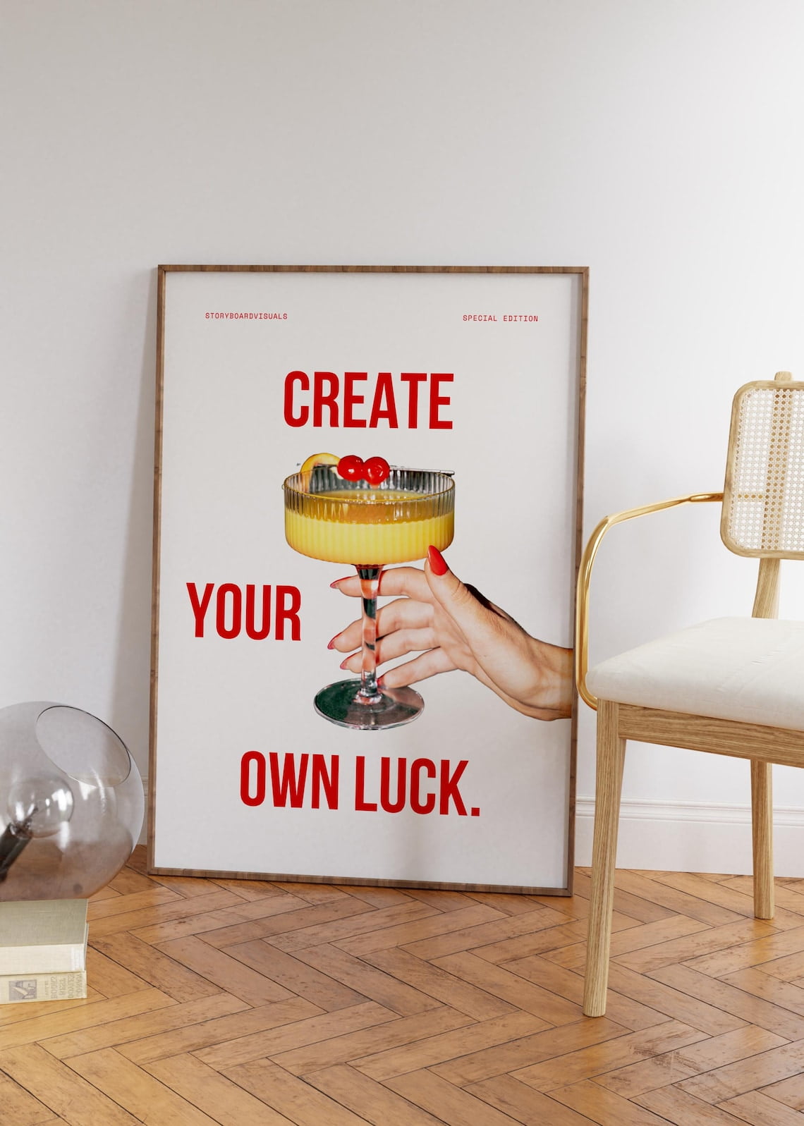 Create Your Own Luck, Typography Print, Typography, Retro Wall Decor ...