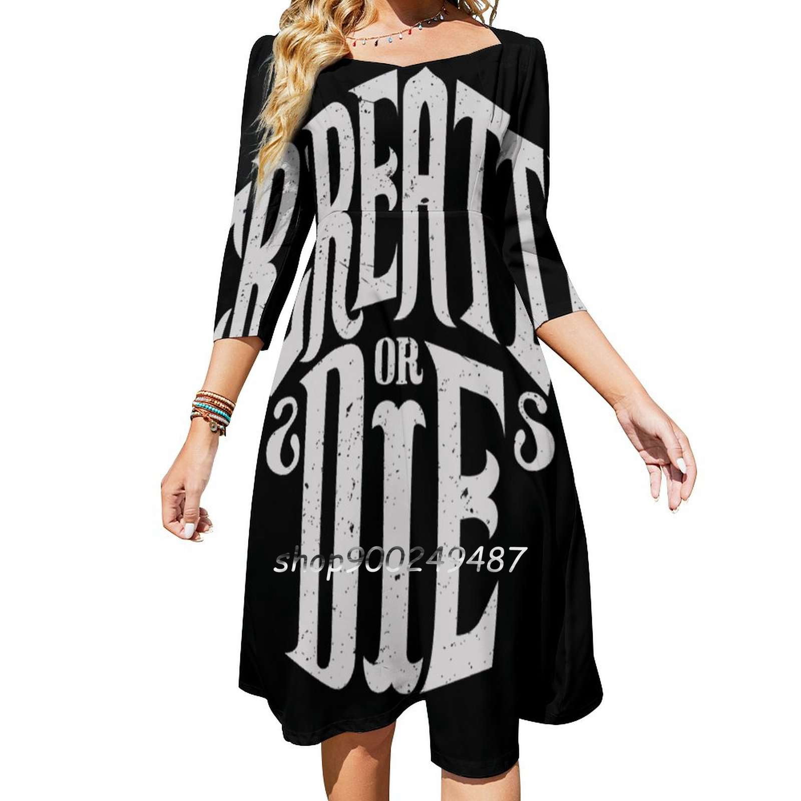 Create Or Die Square Neck Dress Sweet Summer Dress Women Elegant Halter ...