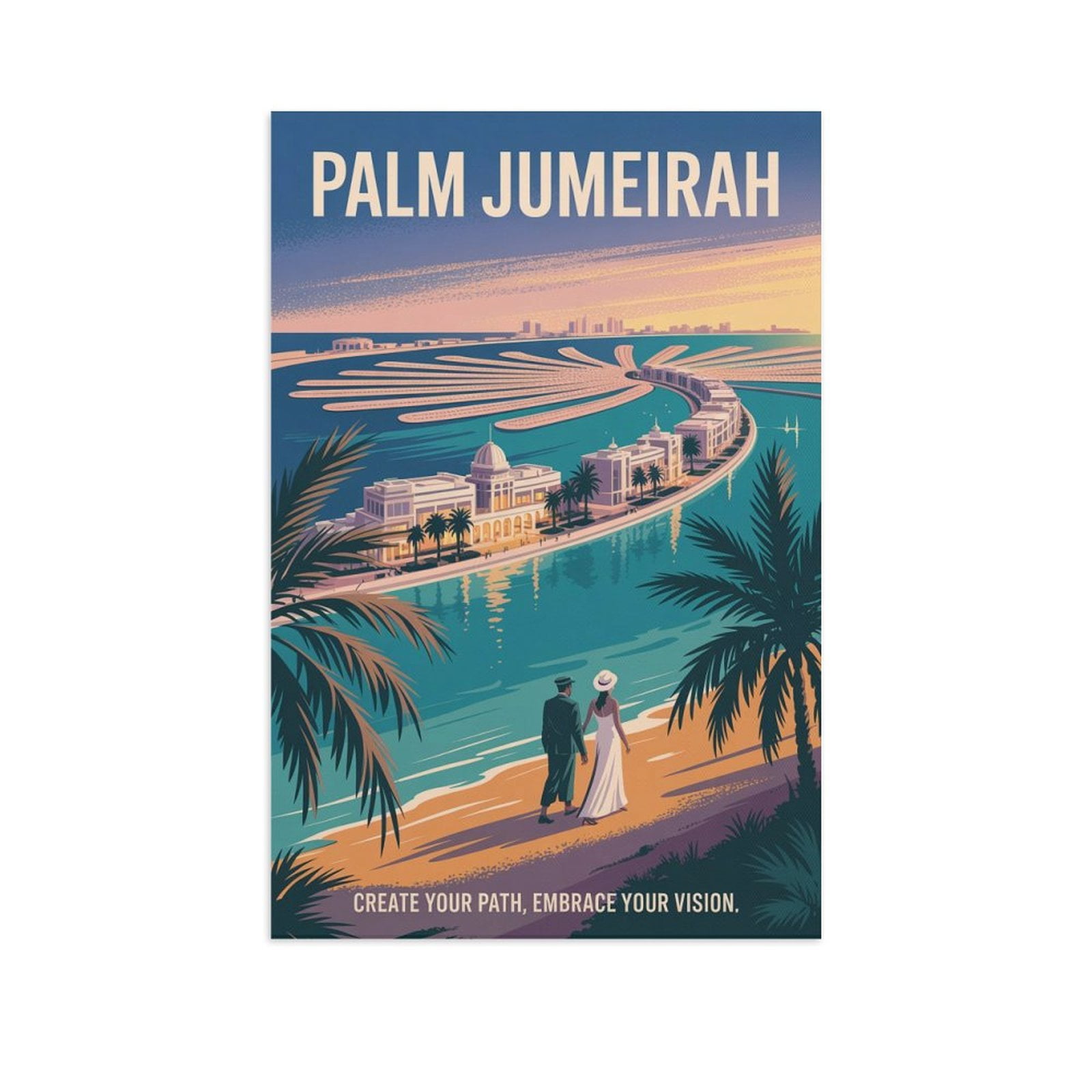 Create Your Path Embrace Your Vision Palm Jumeirah Retro Travel Poster ...
