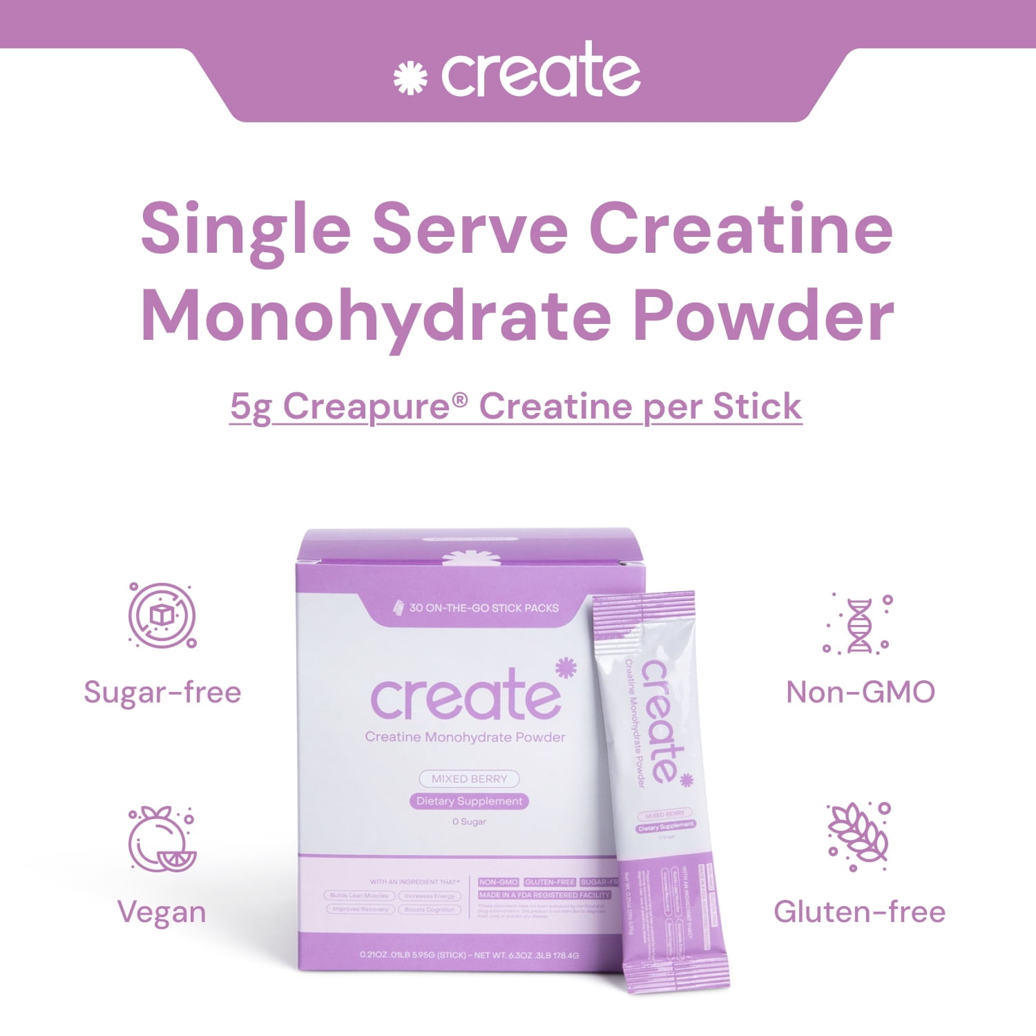 Create Single Serve Creatine Monohydrate Powder – 5g Creapure Creatine | Redefining Strength ...
