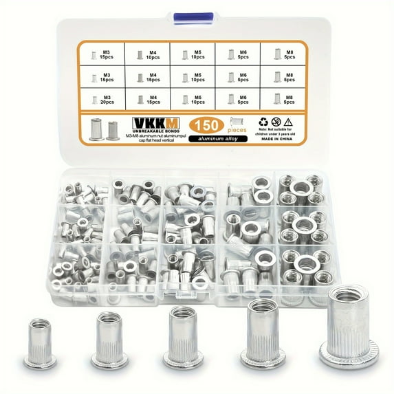 Create Strong Threads in Sheet Metal! Aluminum Rivet Nut Kit, for ...