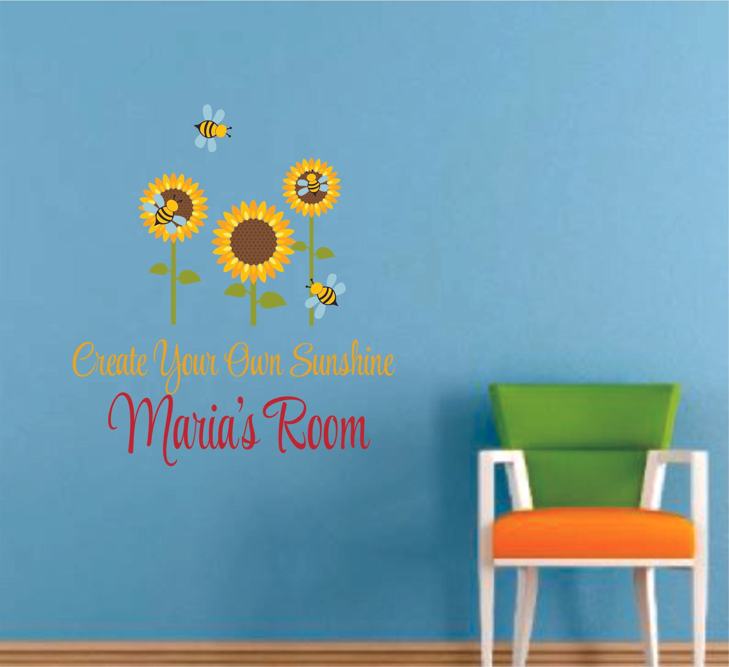 Create Your Own Sunshine Sunflower Customized Wall Decal - Custom Vinyl ...