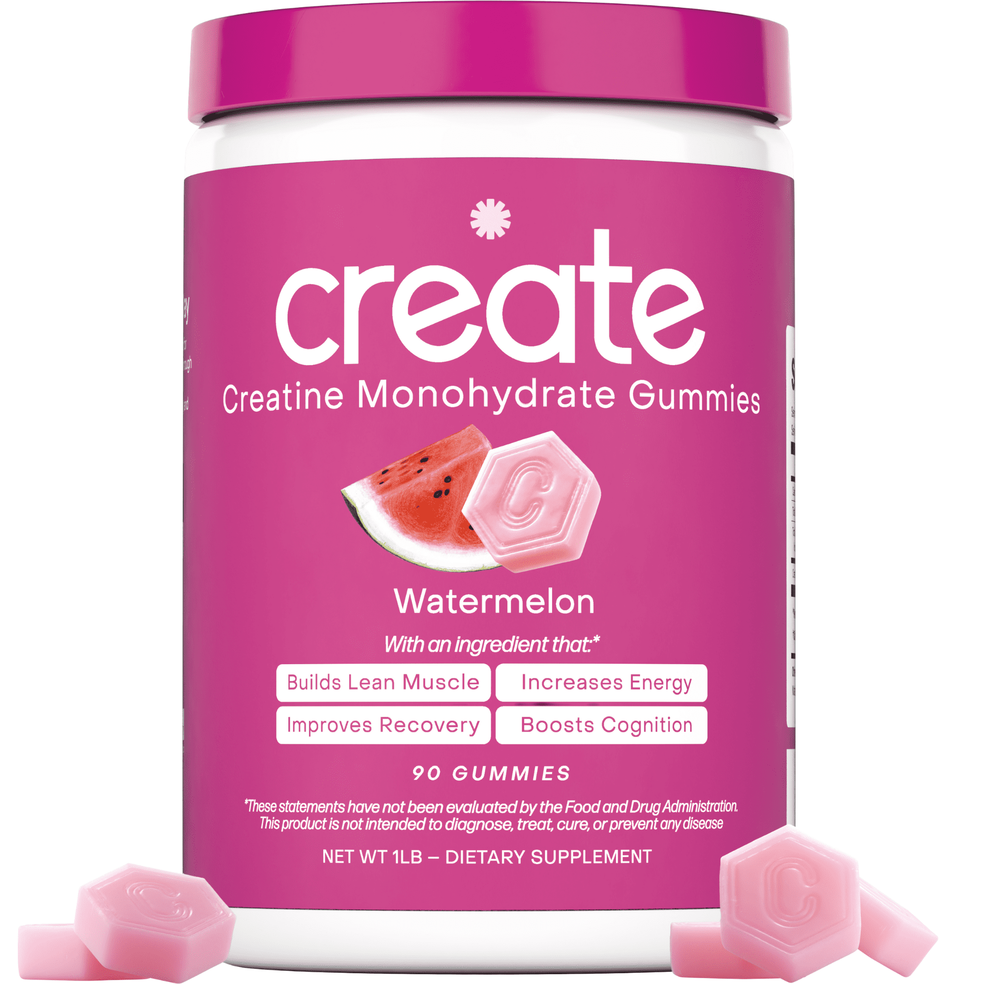 Create Wellness Watermelon Creatine Gummies, 1.5g Creatine Monohydrate ...