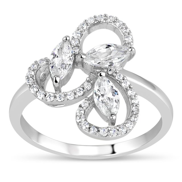 Create White Sapphire Marquis and Round Swirl Ring in Sterling Silver - Walmart.com