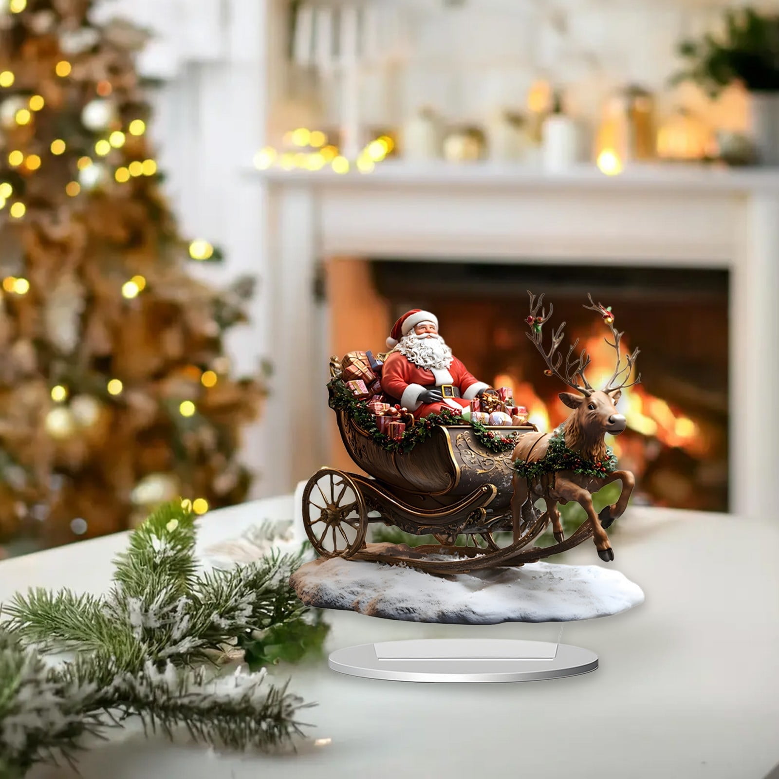 Create Winter Christmas Santa Claus 2D Acrylic Decoration Ornament for ...