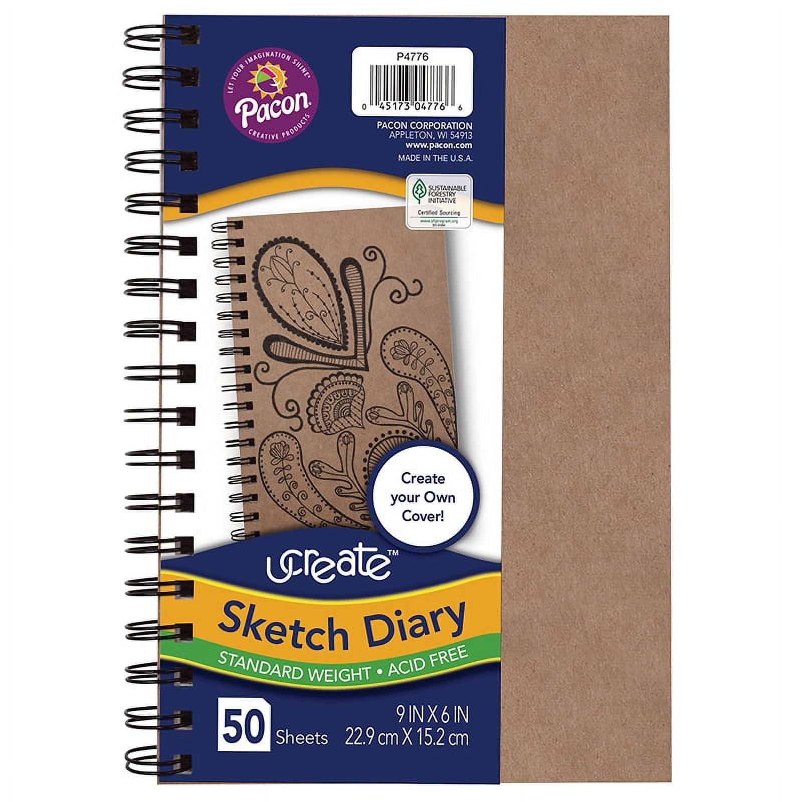 Create Your Own Cover Sketch Diary, Natural Chip Cover, 9" x 6", 50 ...