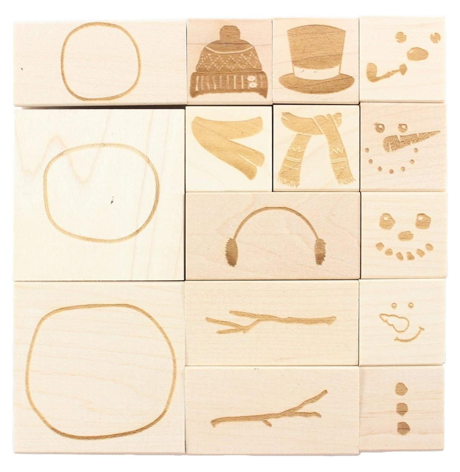 Create Your Own Snowman - Engraved Wood Rubber Stamp Set - 15 Pieces ...