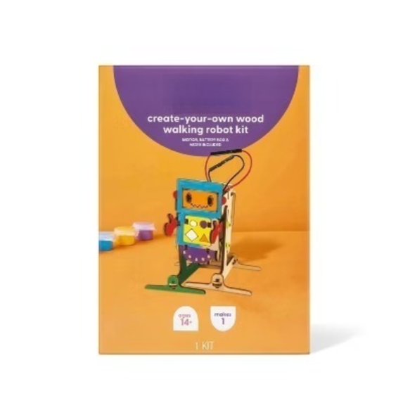 Create-Your-Own Wood Walking Robot Kit DIY Science Craft with Paint ...