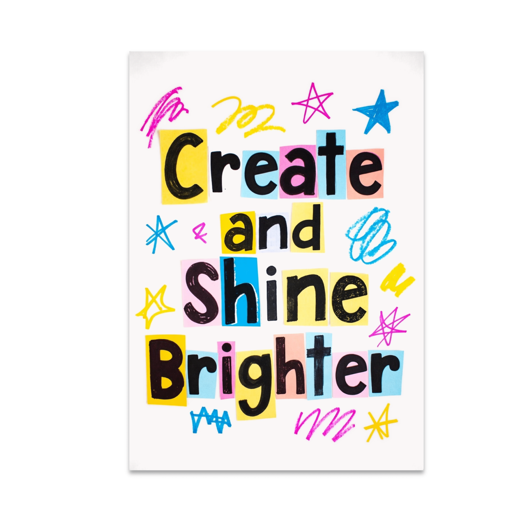 Create and Shine Brighter Poster Art - DIY Zine Style Decor - 13x19 ...
