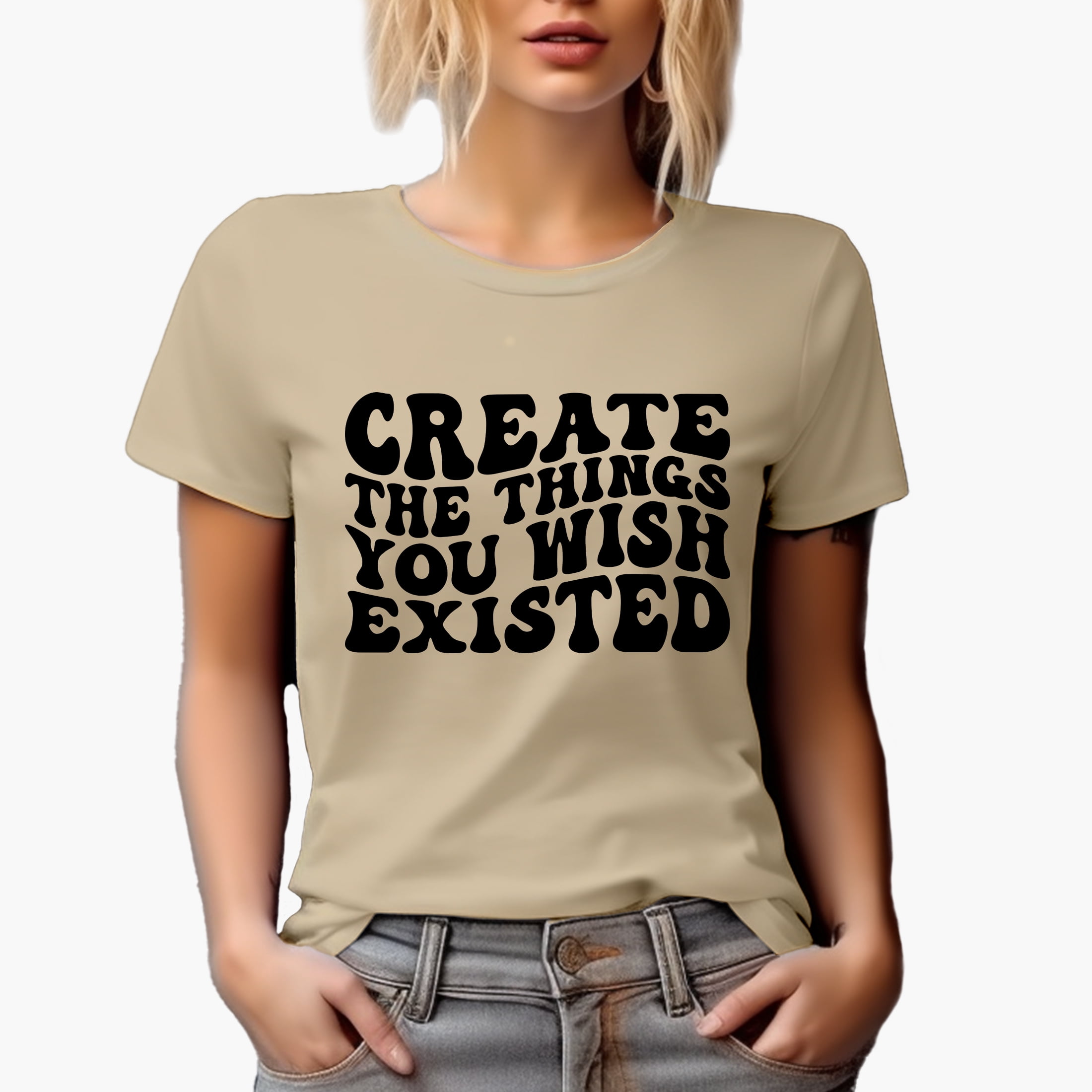 Create the Things You Wish Existed Quote, Groovy Retro Wavy Text Merch ...