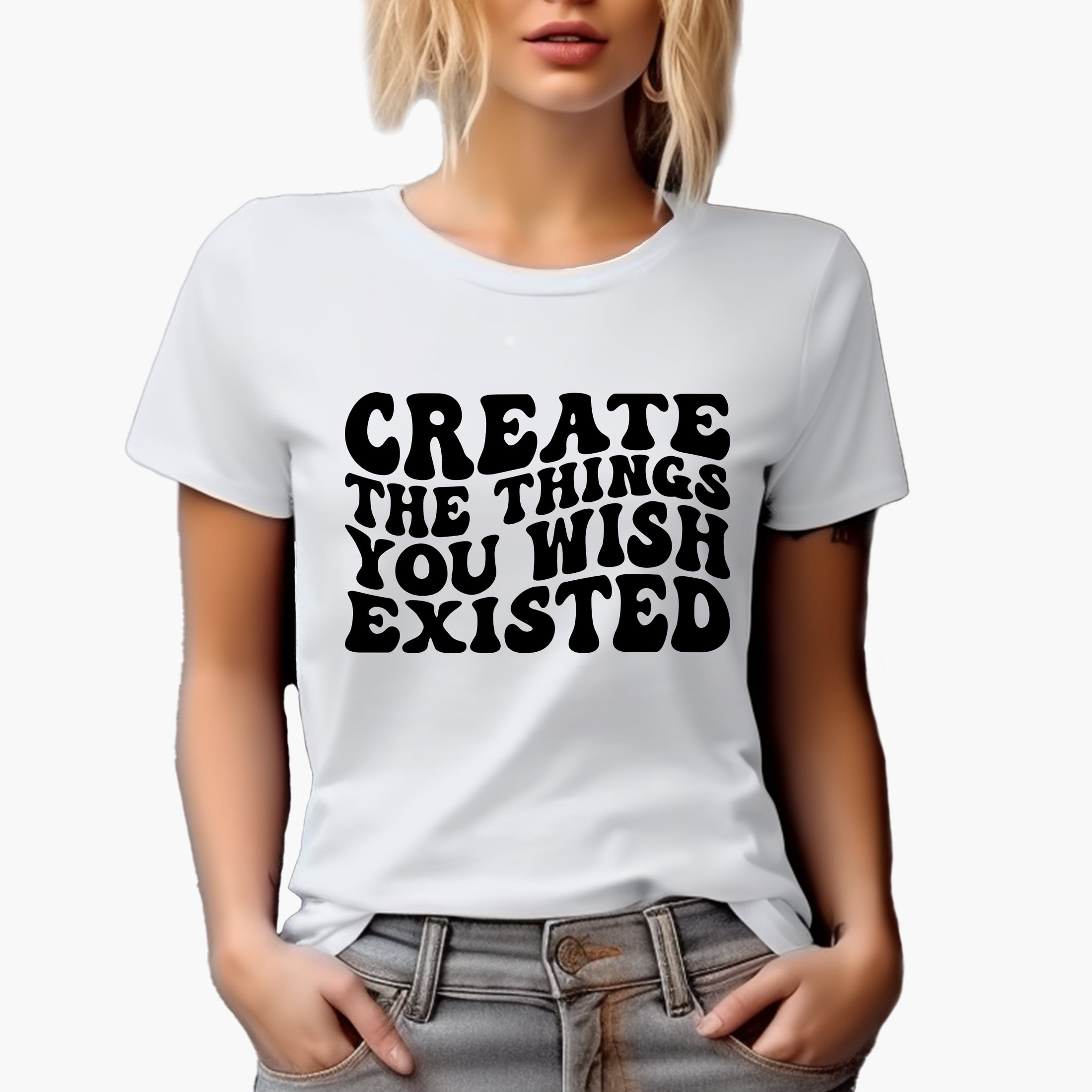 Create the Things You Wish Existed Quote, Groovy Retro Wavy Text Merch ...