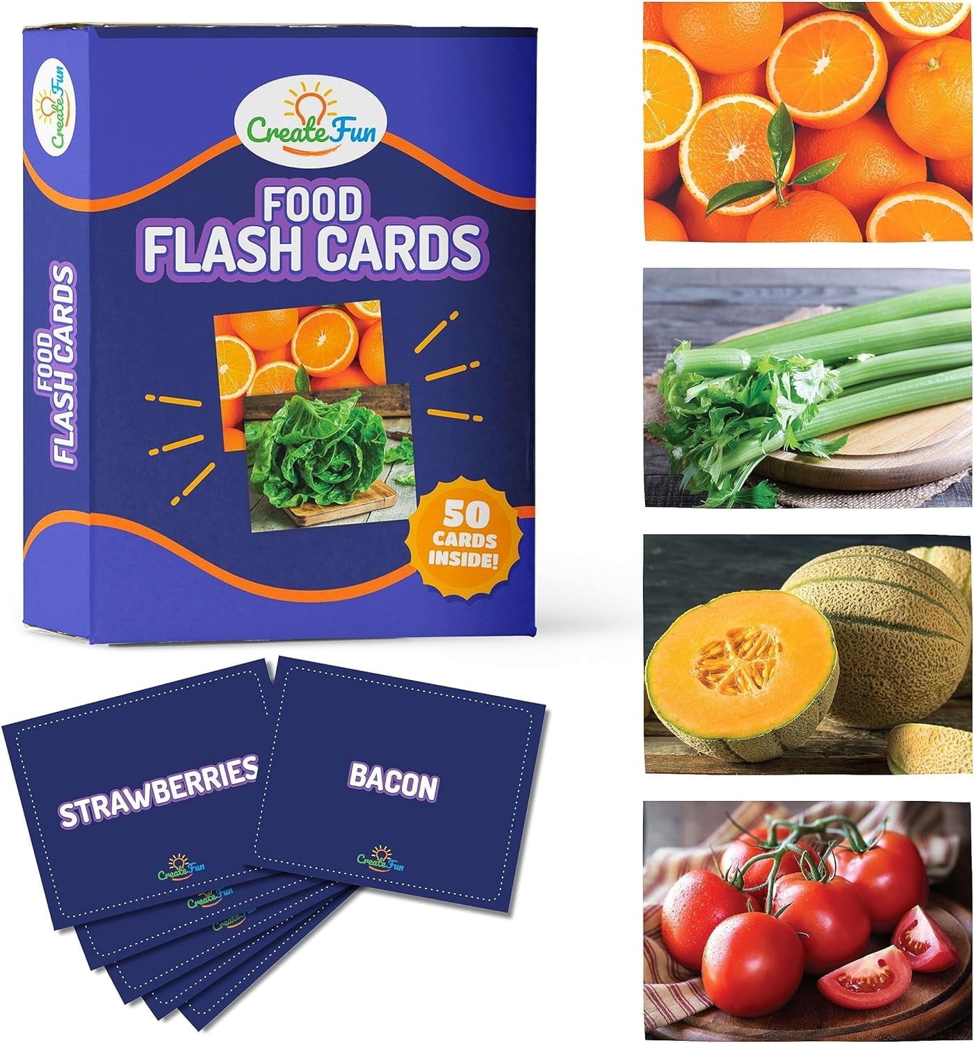 CreateFun Food Flash Cards - 50 Educational Flash Cards for Children ...