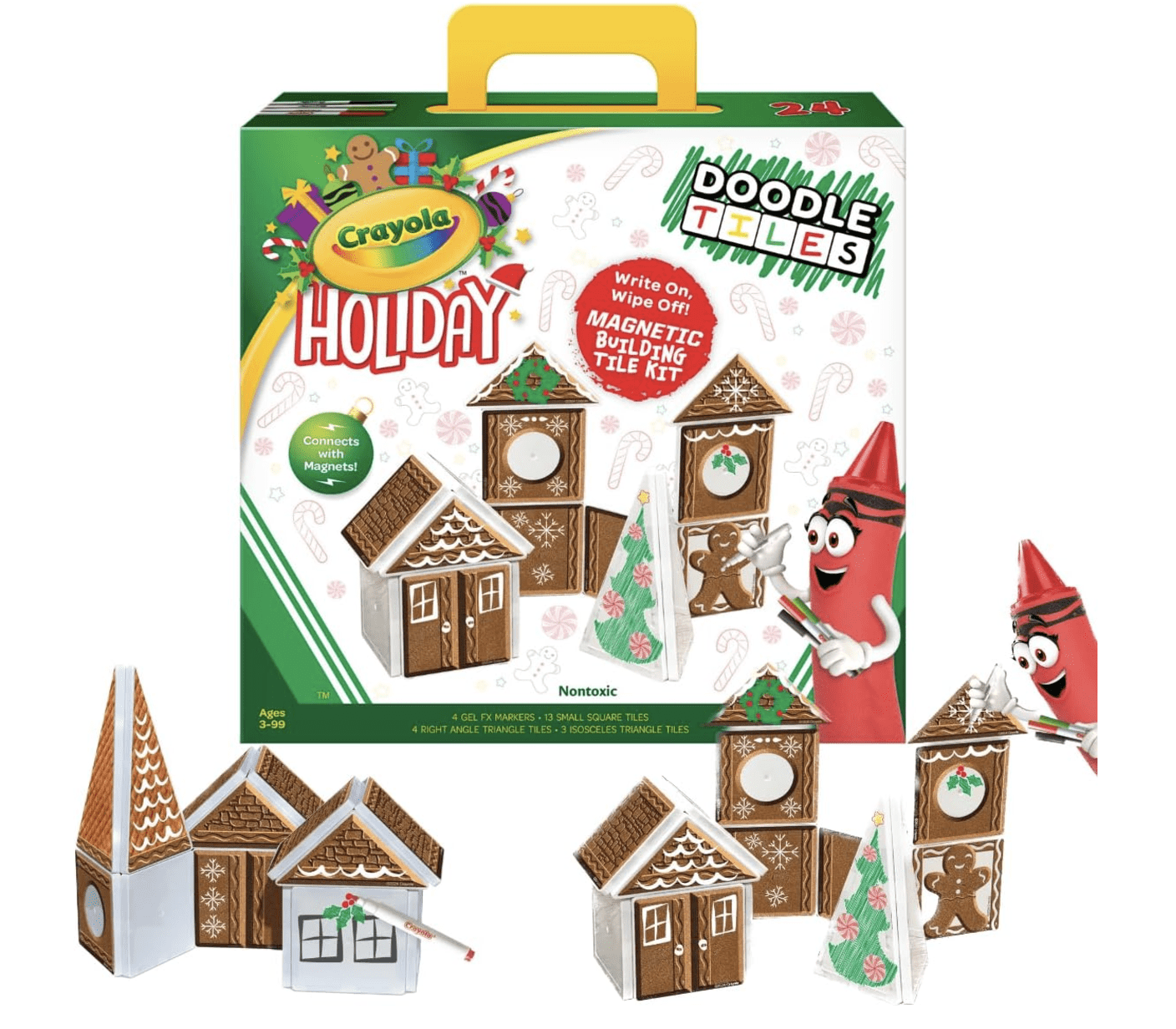 CreateOn Crayola Holiday Gingerbread House Magnetic Tiles, Magnetic ...