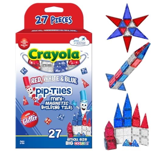 CreateOn Crayola Red, White & Blue PIP Magnetic Tiles 27pc, Magnetic ...