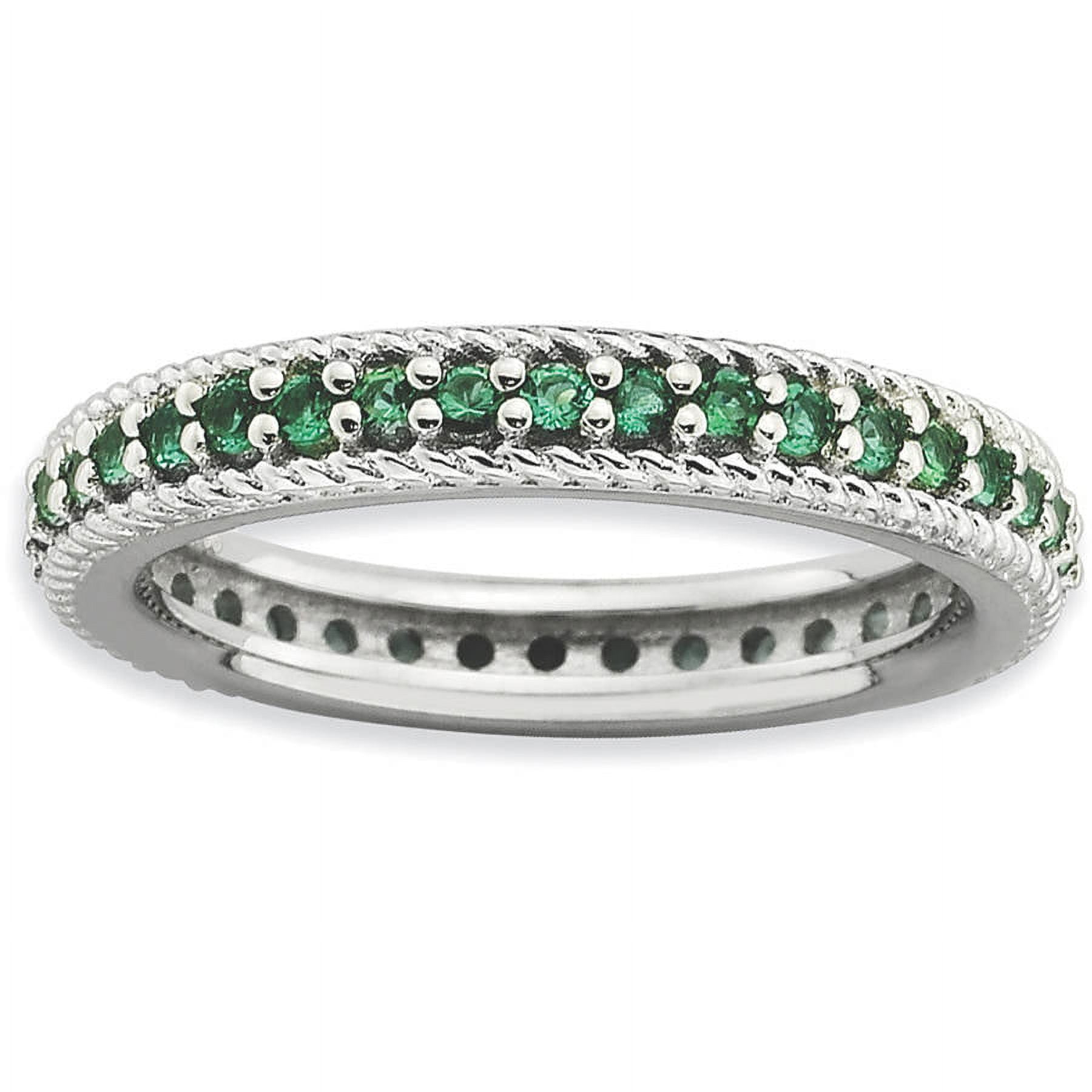 Created Emerald Sterling Silver Polished Eternity Ring - Walmart.com