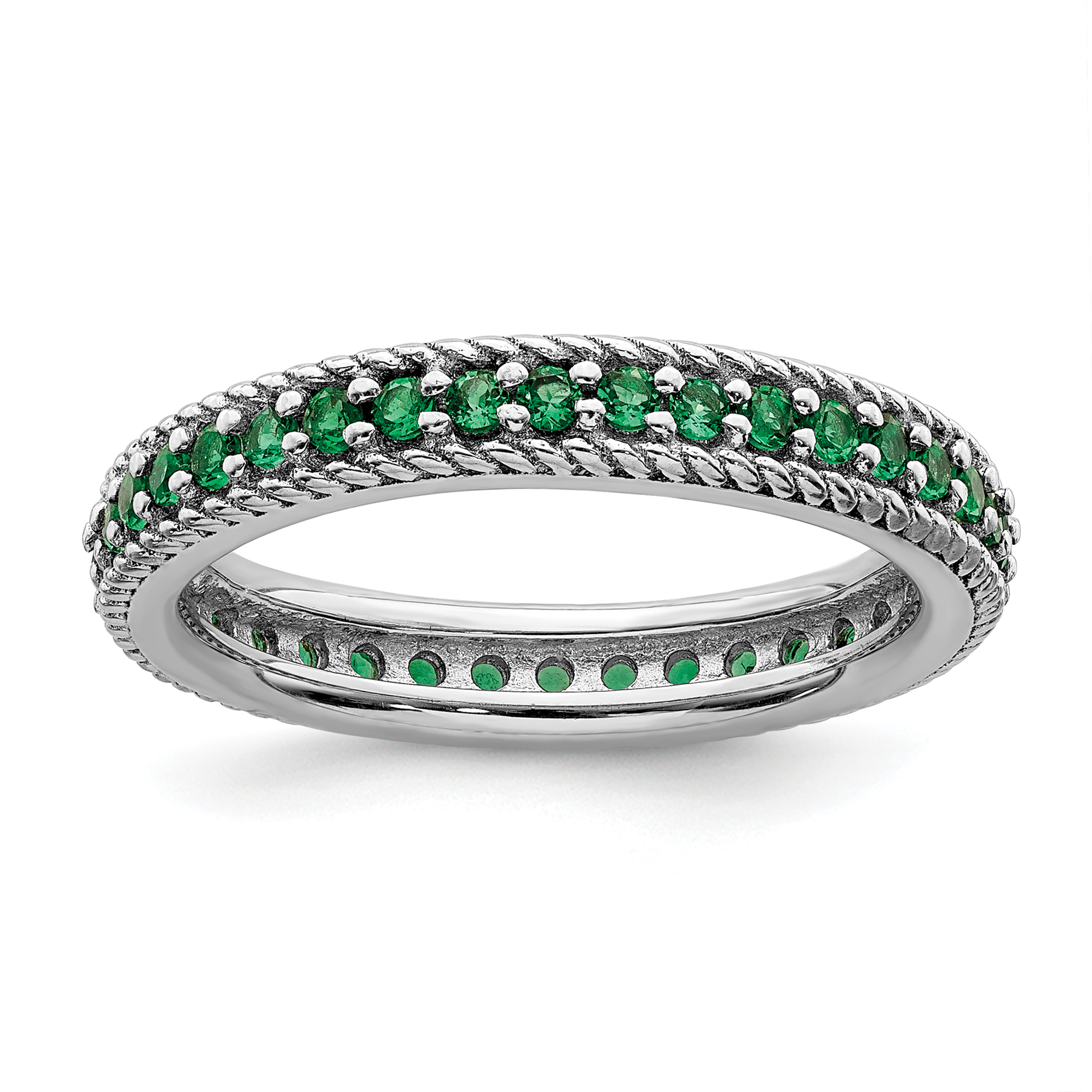 Created Emerald Sterling Silver Polished Eternity Ring - Walmart.com