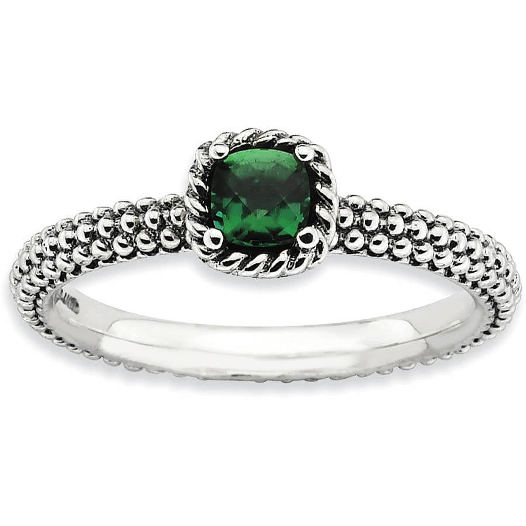 Created Emerald Sterling Silver Polished Ring - Walmart.com