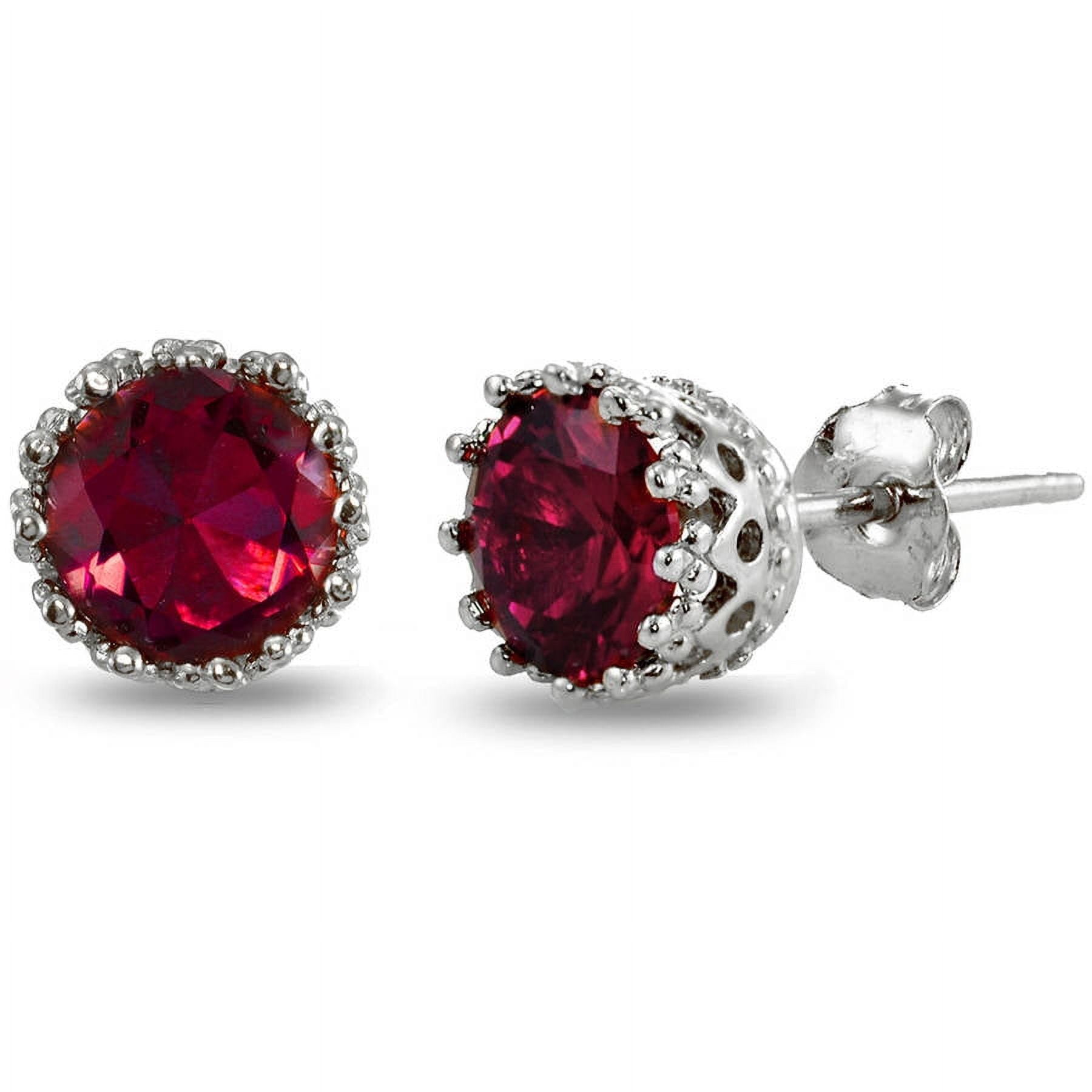 Created Ruby Sterling Silver Crown Stud Earrings - Walmart.com