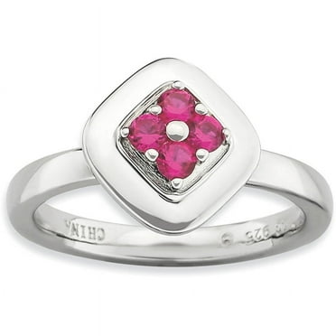 Created Ruby Sterling Silver Single-Stone Ring - Walmart.com