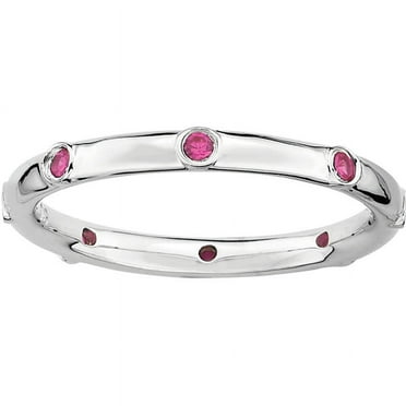 Sterling Silver & 14k Created Emerald Ring - Walmart.com