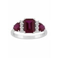 Created Ruby Sterling Silver Side Trillions and Emerald-Cut Center Three-Stone Ring - Walmart.com