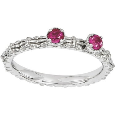 Created Ruby Sterling Silver Single-Stone Ring - Walmart.com