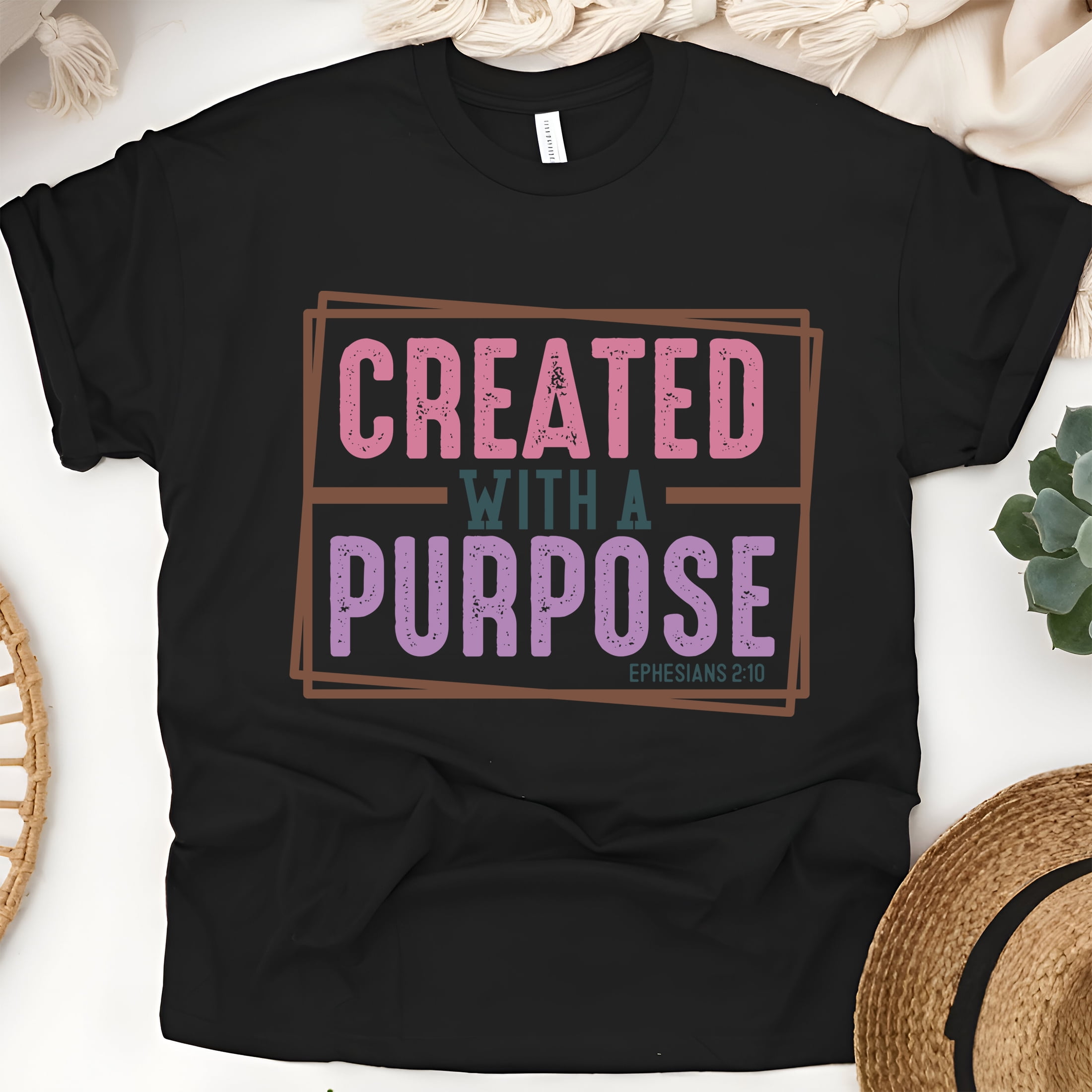 Created With A Purpose Shirt | Bible Verse Ephesians 2:10 Tee , Black ...