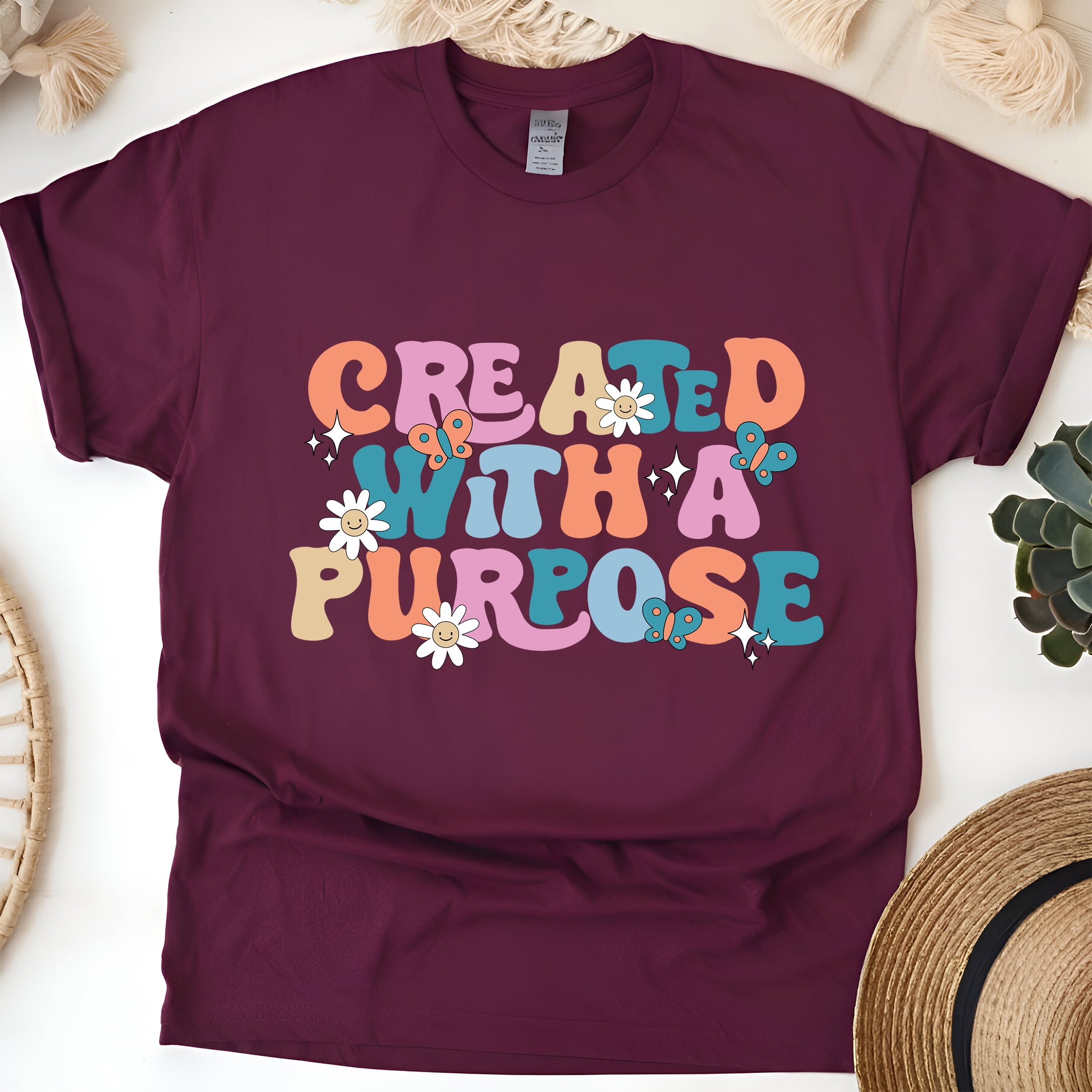 Created With A Purpose Shirt | Christian Pastel Motivational Tee ...