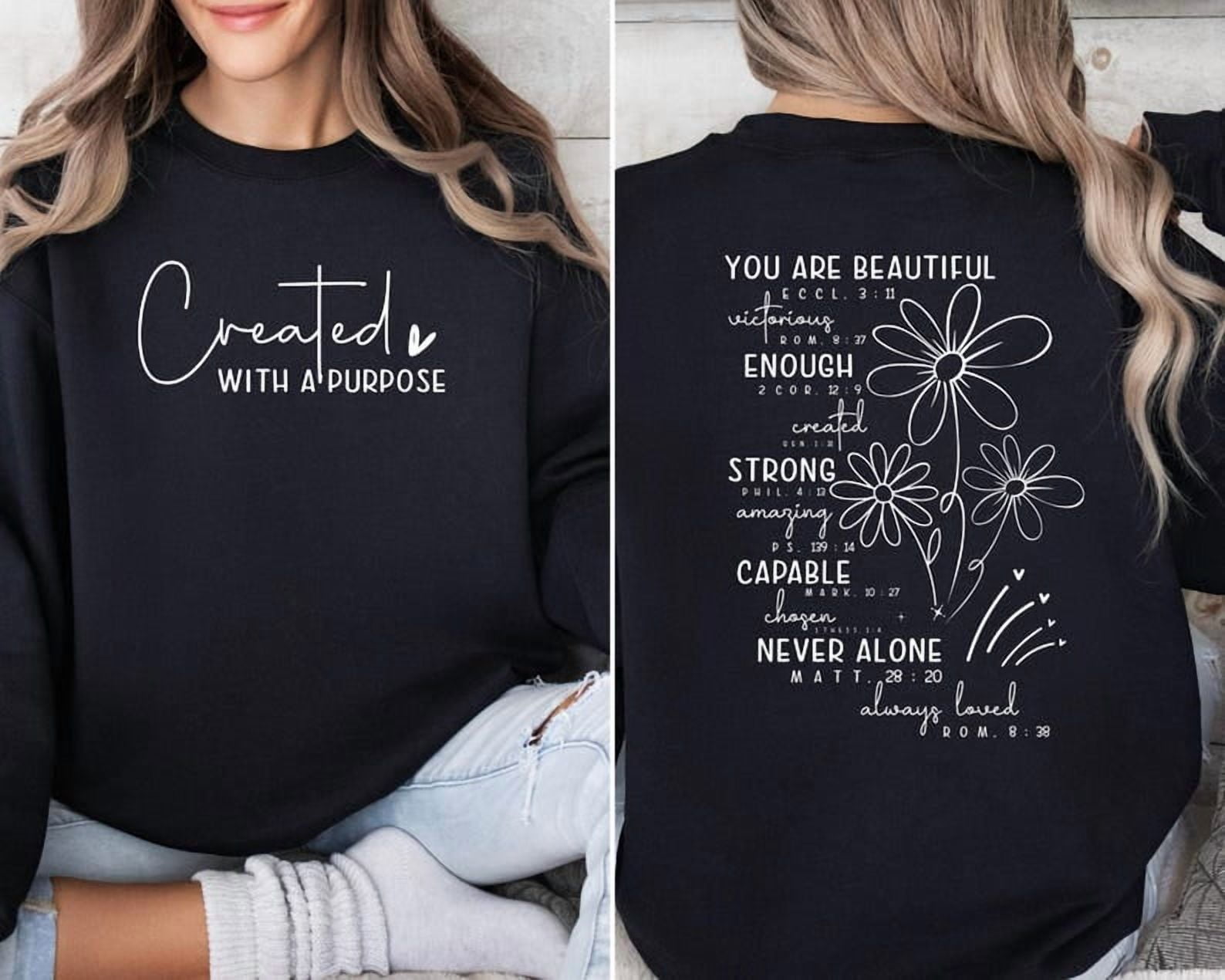 Created With A Purpose Sweatshirt, You Are Beautiful Enough Sweatshirt ...