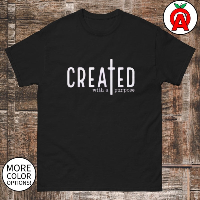 Created With Purpose Unisex Christian With Cross Logo Unisex T-Shirt up ...