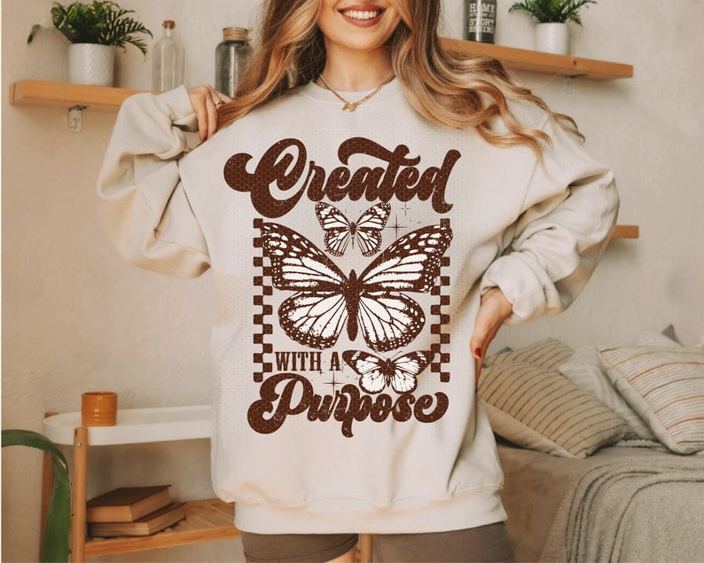 Created with a Purpose Sweatshirt, Vintage Distressed Christian Shirt ...