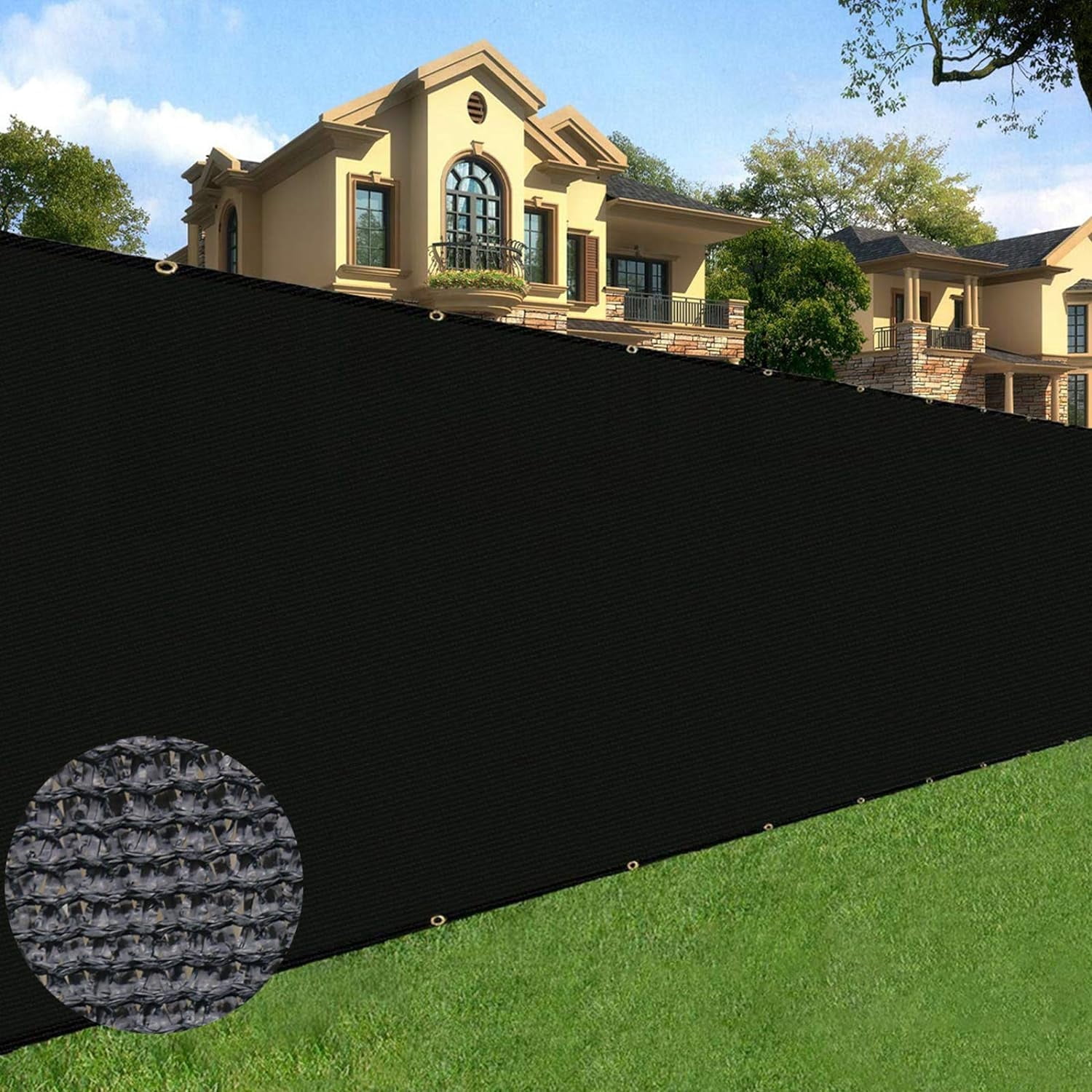 Createshao Black 6X50ft Privacy Balcony Screen Fence Mesh Cover Fence ...