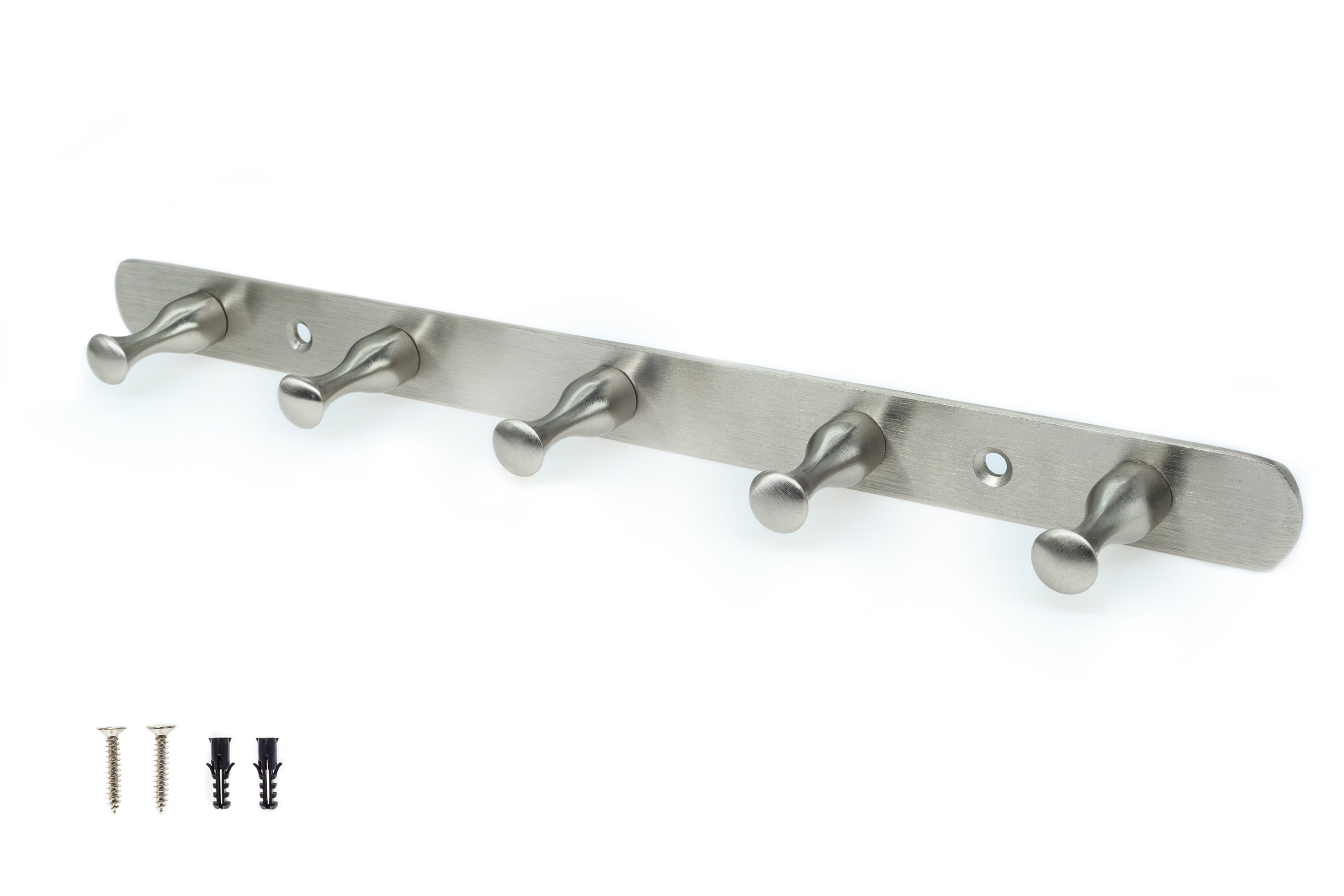 Creathome 2PCs Basic 13 Inch Multiple Use Anti-Rust Chrome Wall Mounted Hanger with 5 Hooks ...