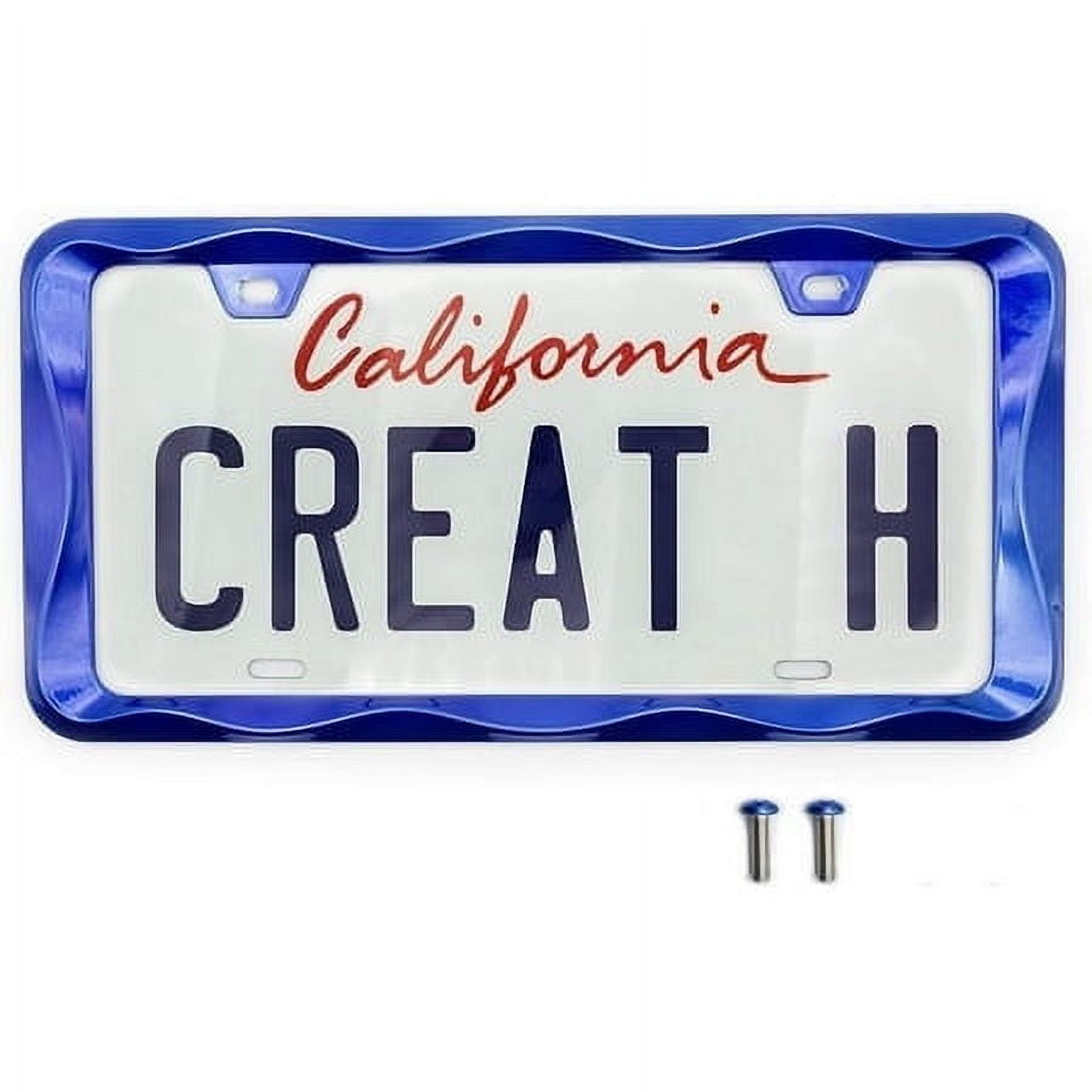 CREATHOME 3D Curly Wave License Plate Frame, Shining Blue, Durable Zinc ...
