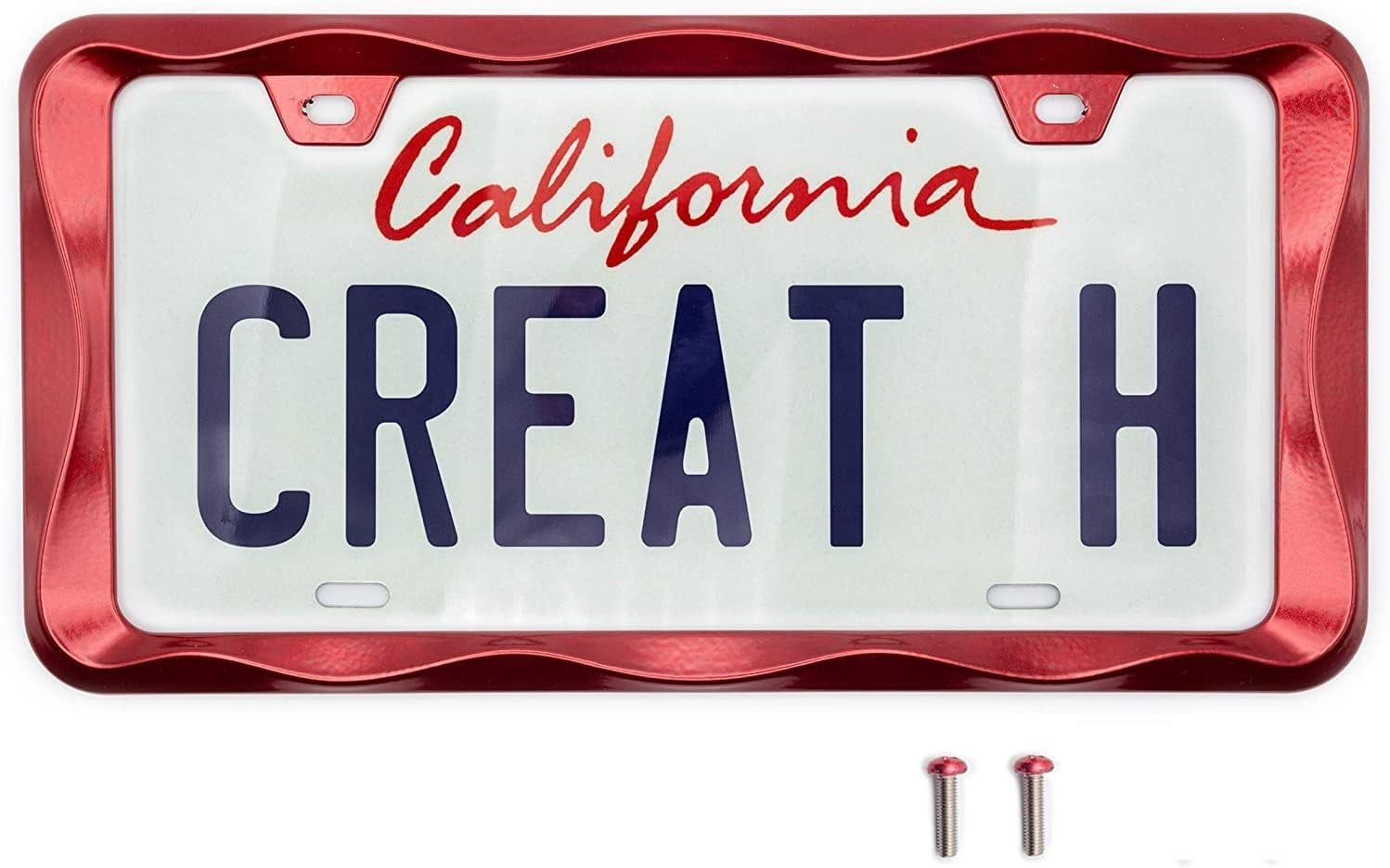 CREATHOME Red License Plate Frame, 3D Curly Wave Pattern, Durable Zinc ...