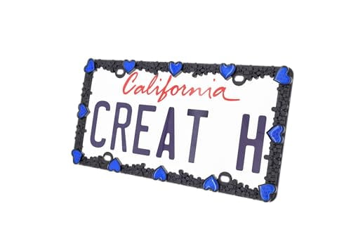 Creathome 3D Daisy Heart License Plate Frame from Pure Zinc Alloy Metal ...