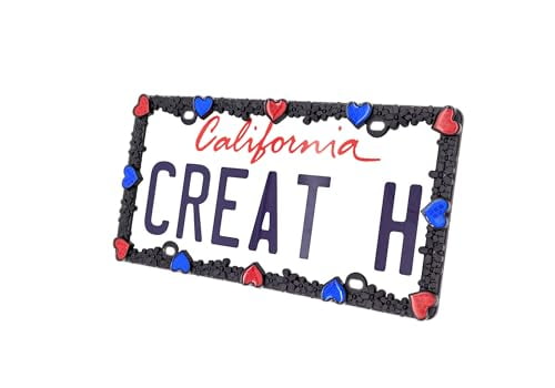 Creathome 3D Daisy Heart License Plate Frame from Pure Zinc Alloy Metal ...