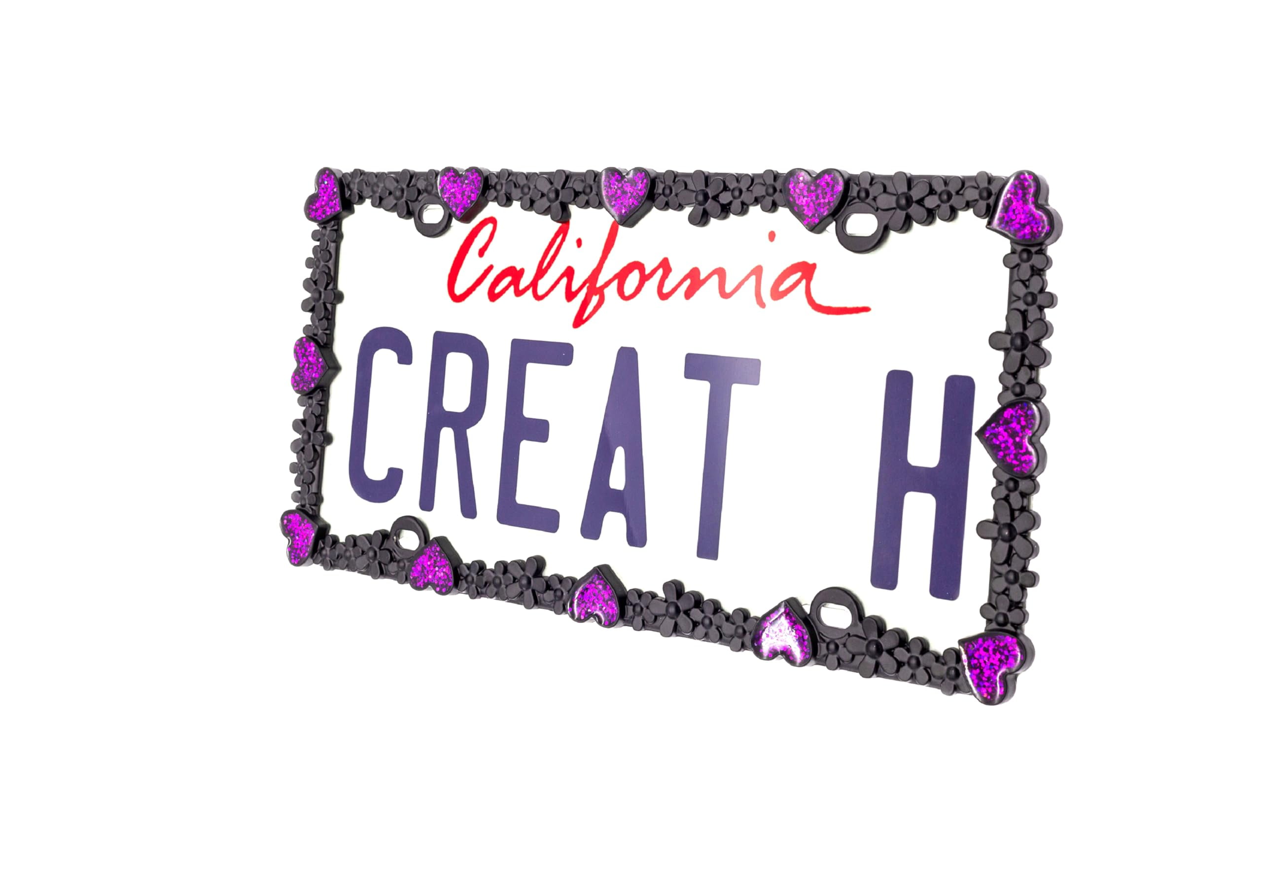 Creathome 3D Shining Daisy Heart License Plate Frame from Pure Zinc ...