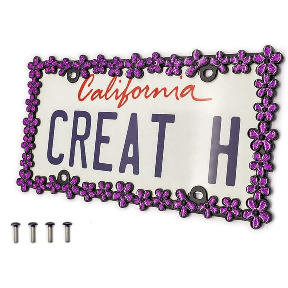 3D Shining Daisy Wrenth License Plate Frame from Pure Zinc Alloy Metal ...